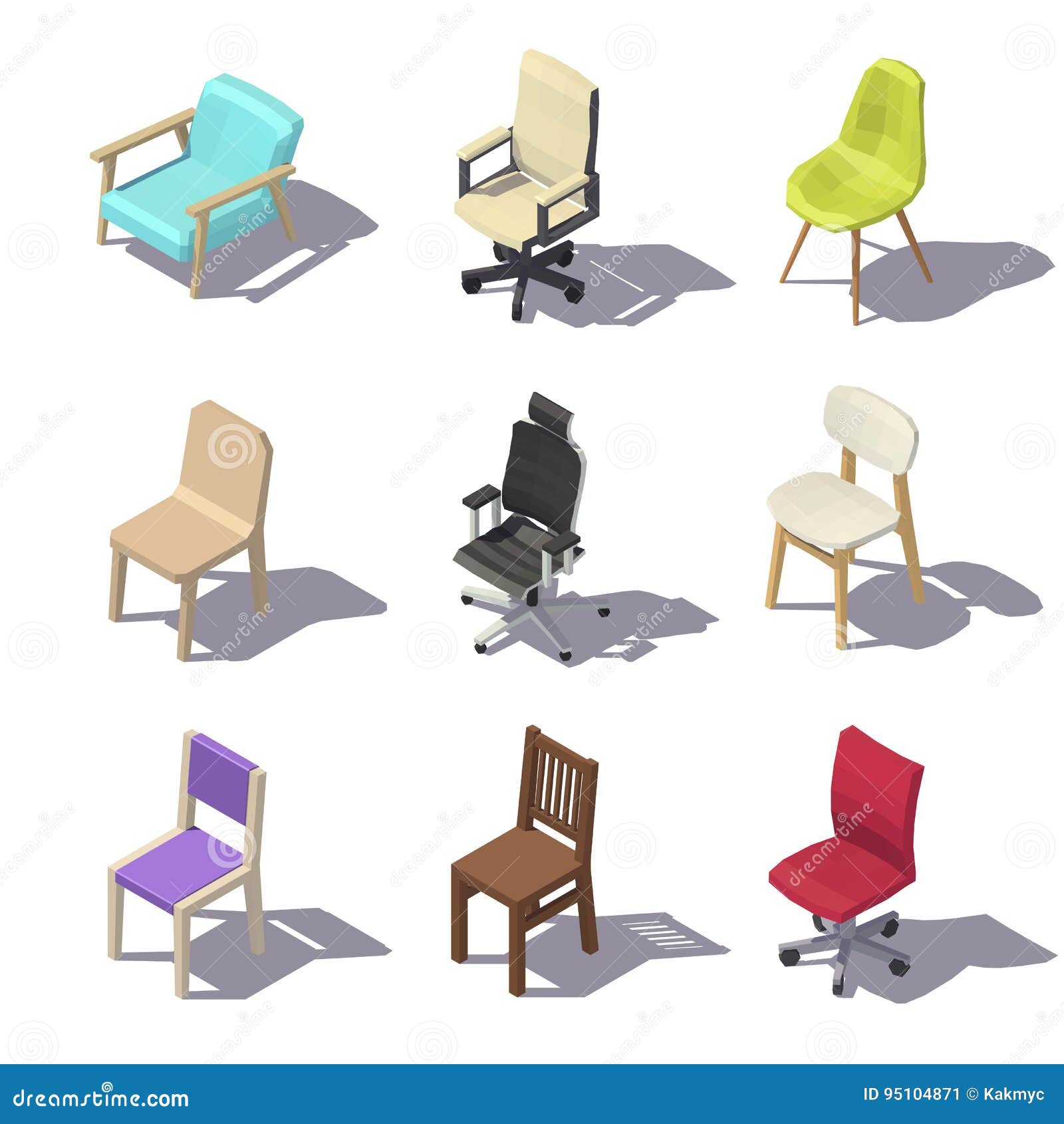 Vector Isometric Office Chairs Stock Vector - Illustration of armchair ...
