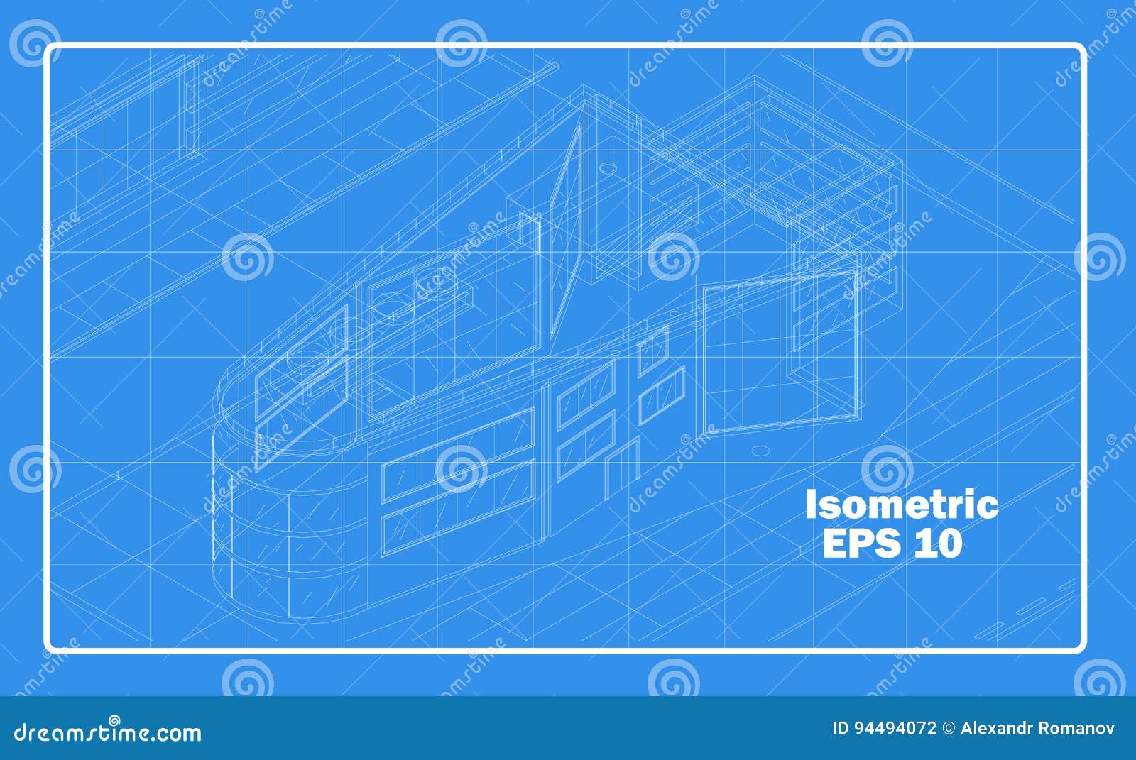 Vector Isometric Outline Schematic Building Stock Illustration ...