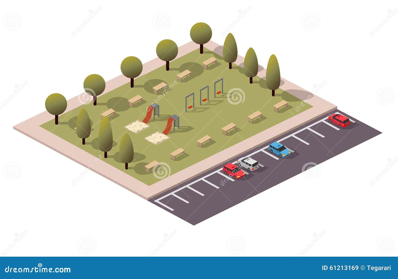 Vector Isometric Playing Park Stock Vector - Illustration of amusement ...