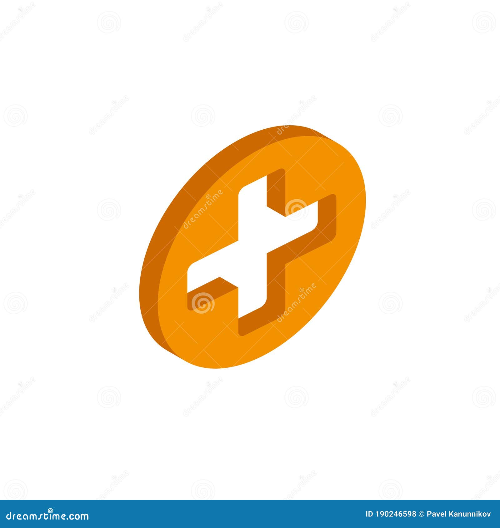 Vector Isometric Plus Icon on a White Background Stock Illustration ...