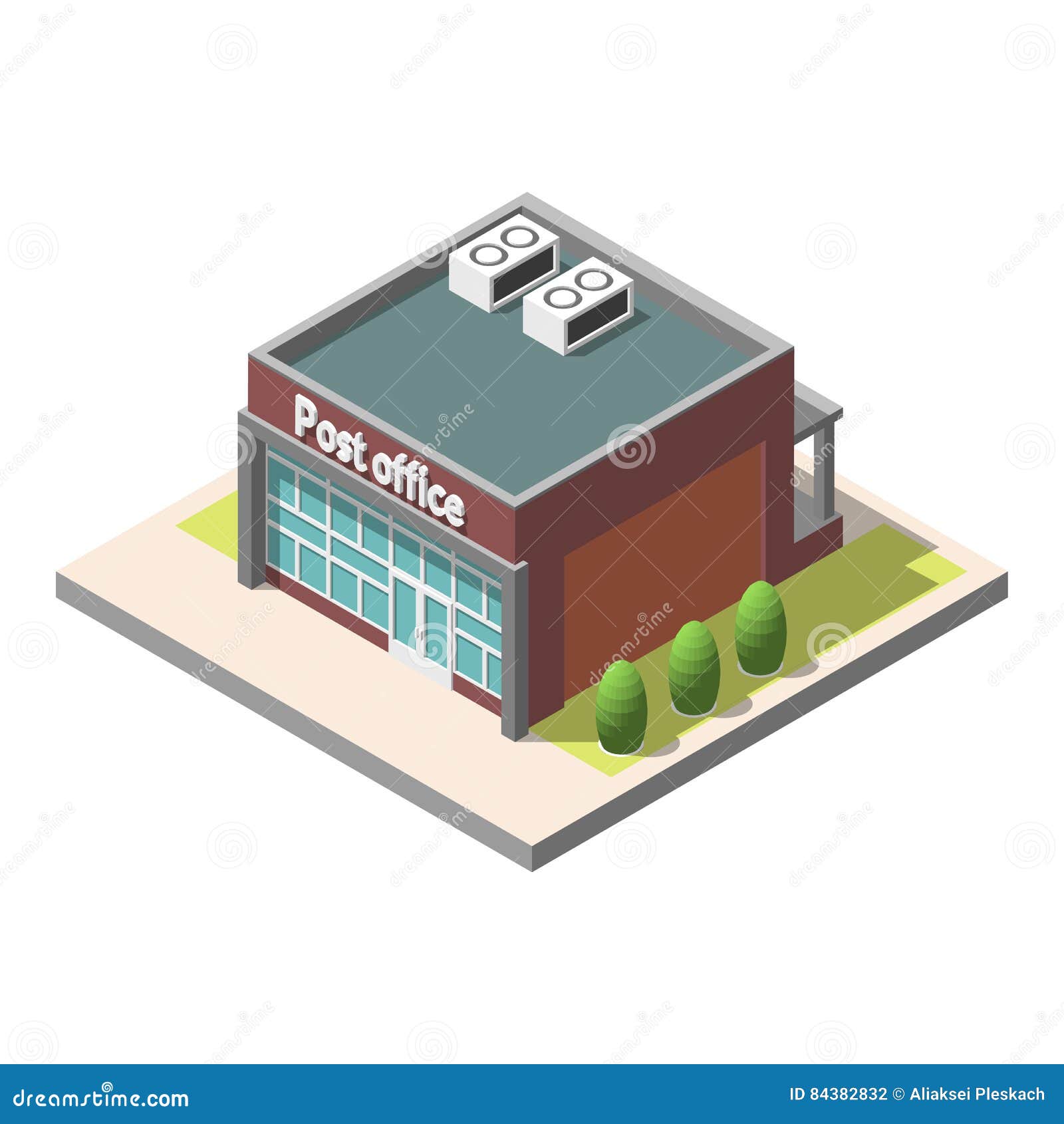 Vector Isometric Post Office Building . Isolated on White Background ...