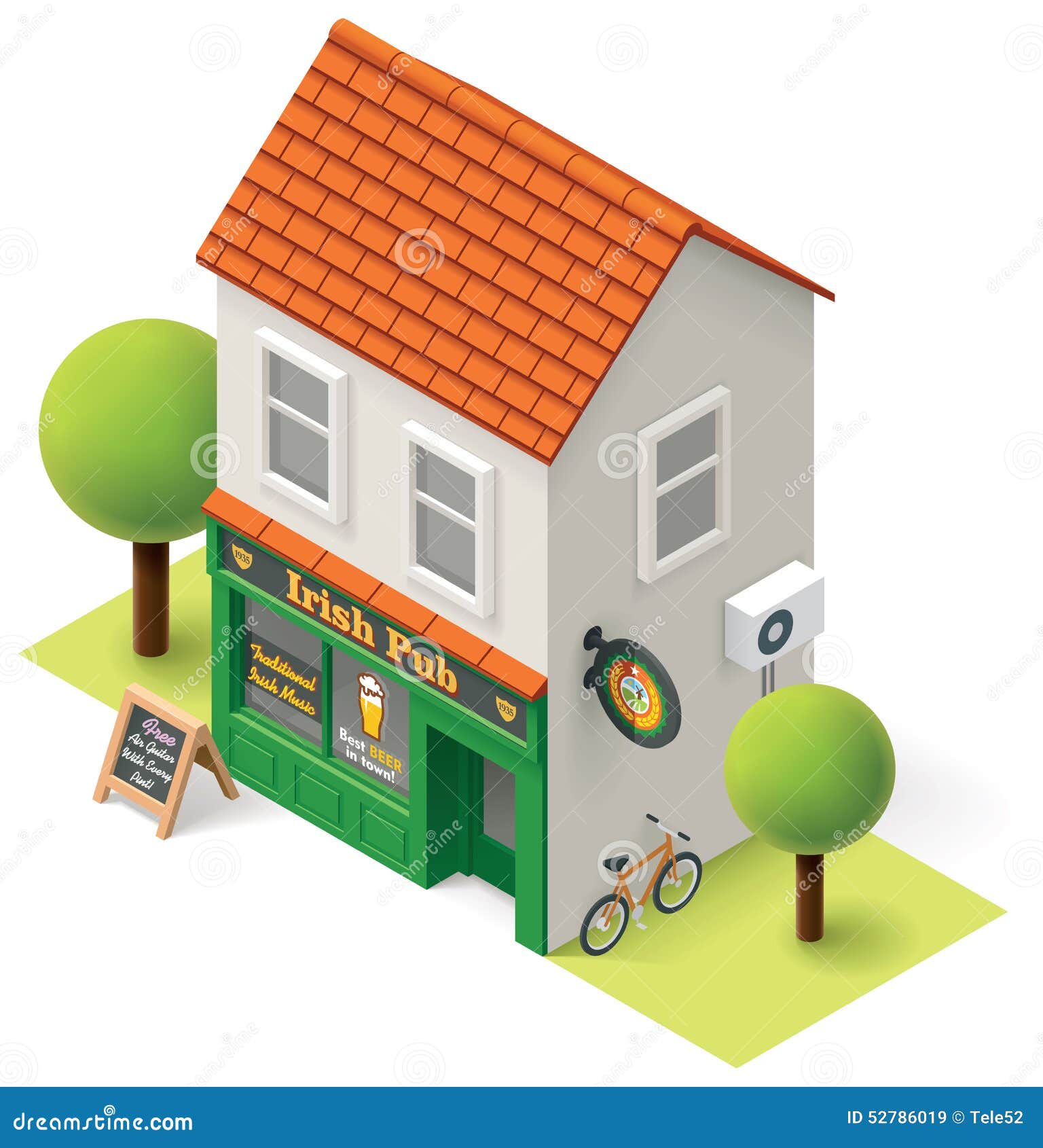 Vector isometric pub stock vector. Illustration of icon - 52786019