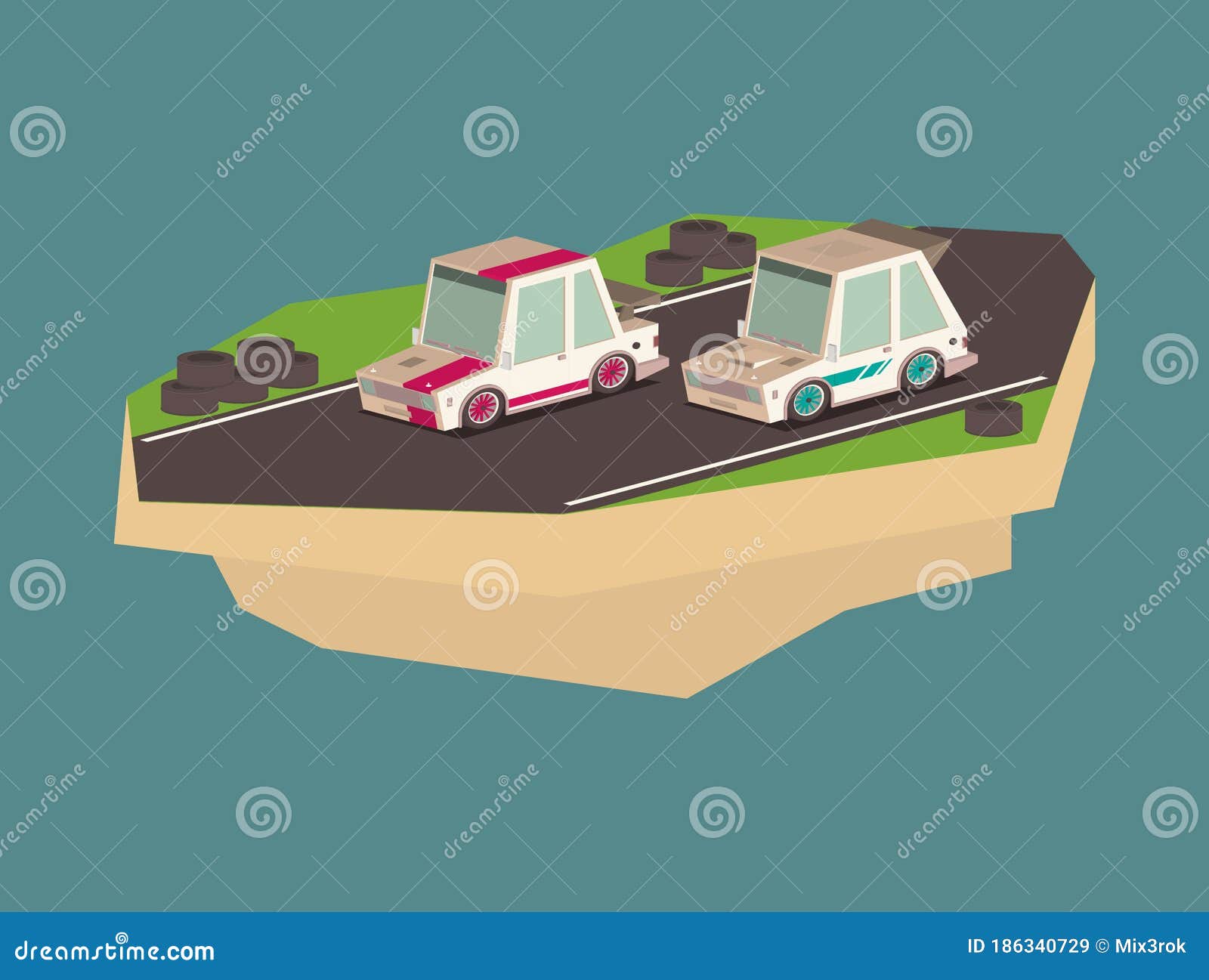 Set Isometric Racing Simulator Cockpit, Game Console With Joystick ...