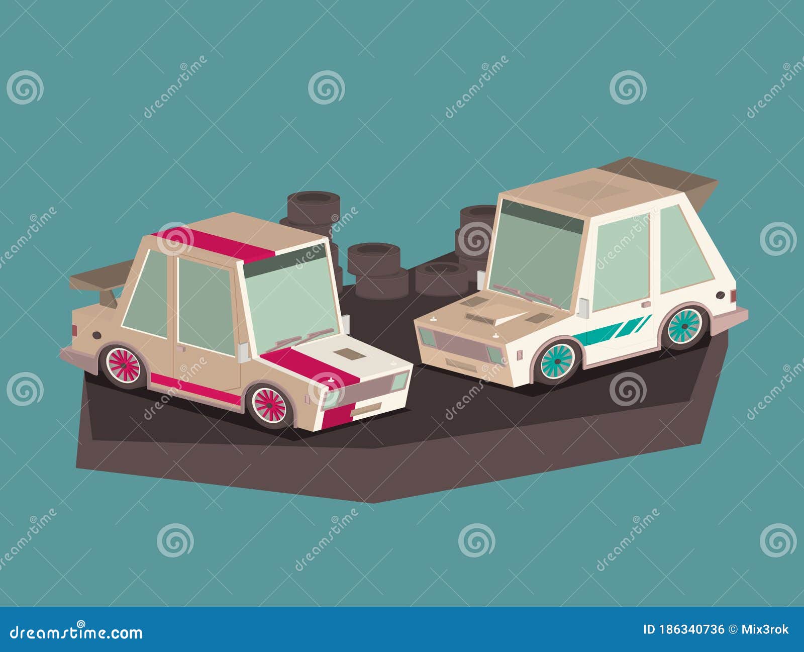 Set Isometric Racing Simulator Cockpit, Game Console With Joystick ...