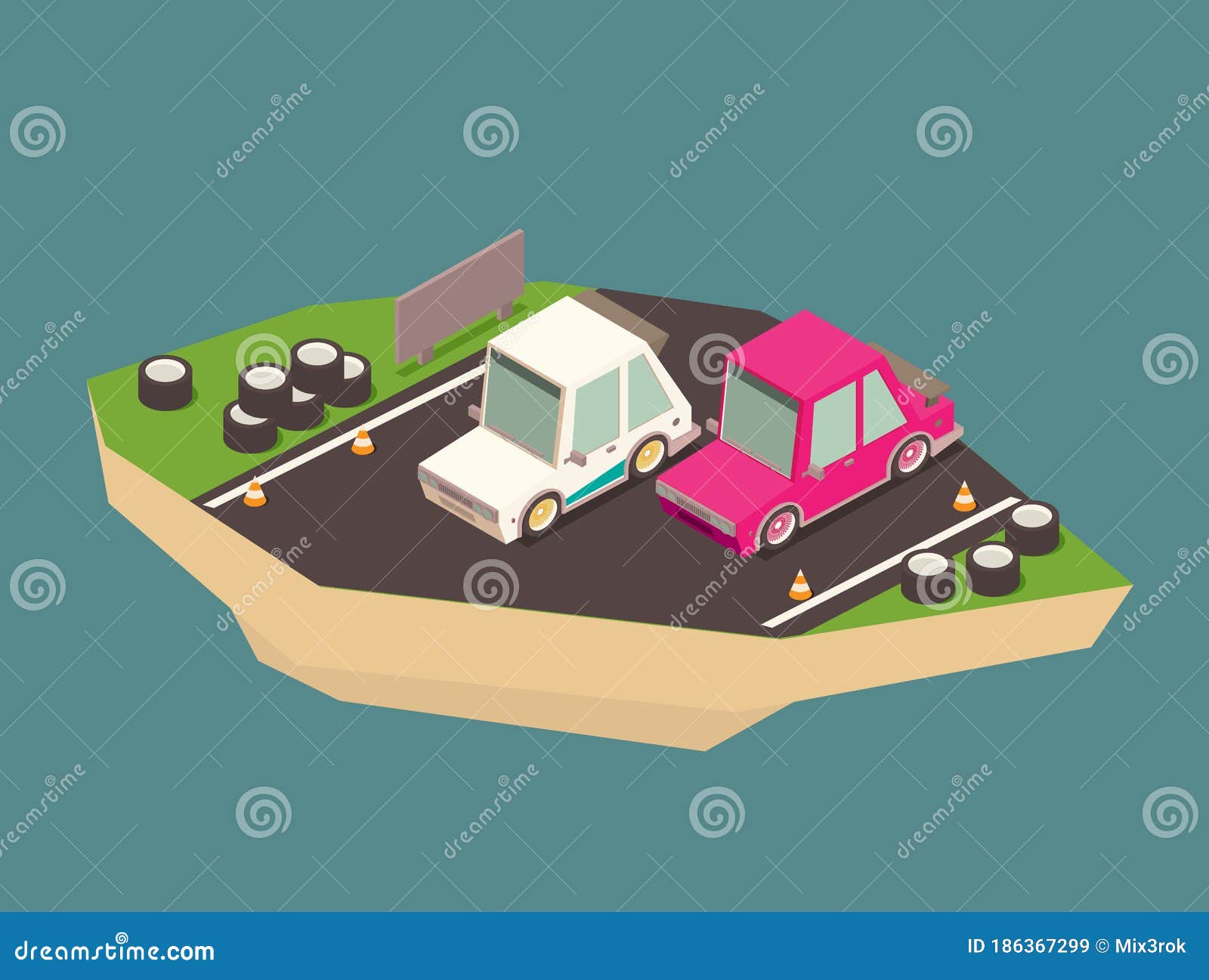 Vector Isometric Racing Car on the Race Track Stock Vector ...