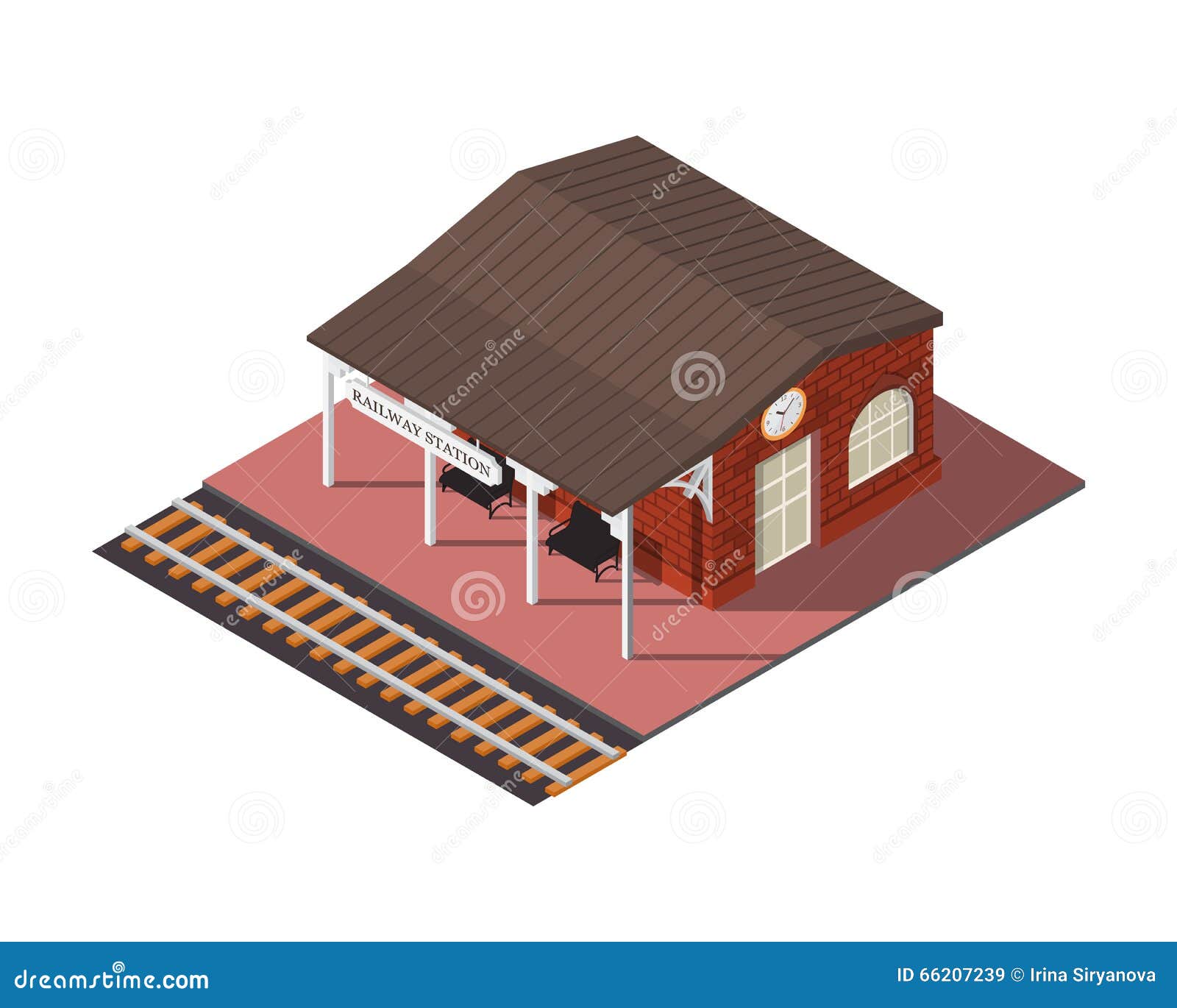 Vector Isometric Railway Station Stock Vector - Illustration of rail ...