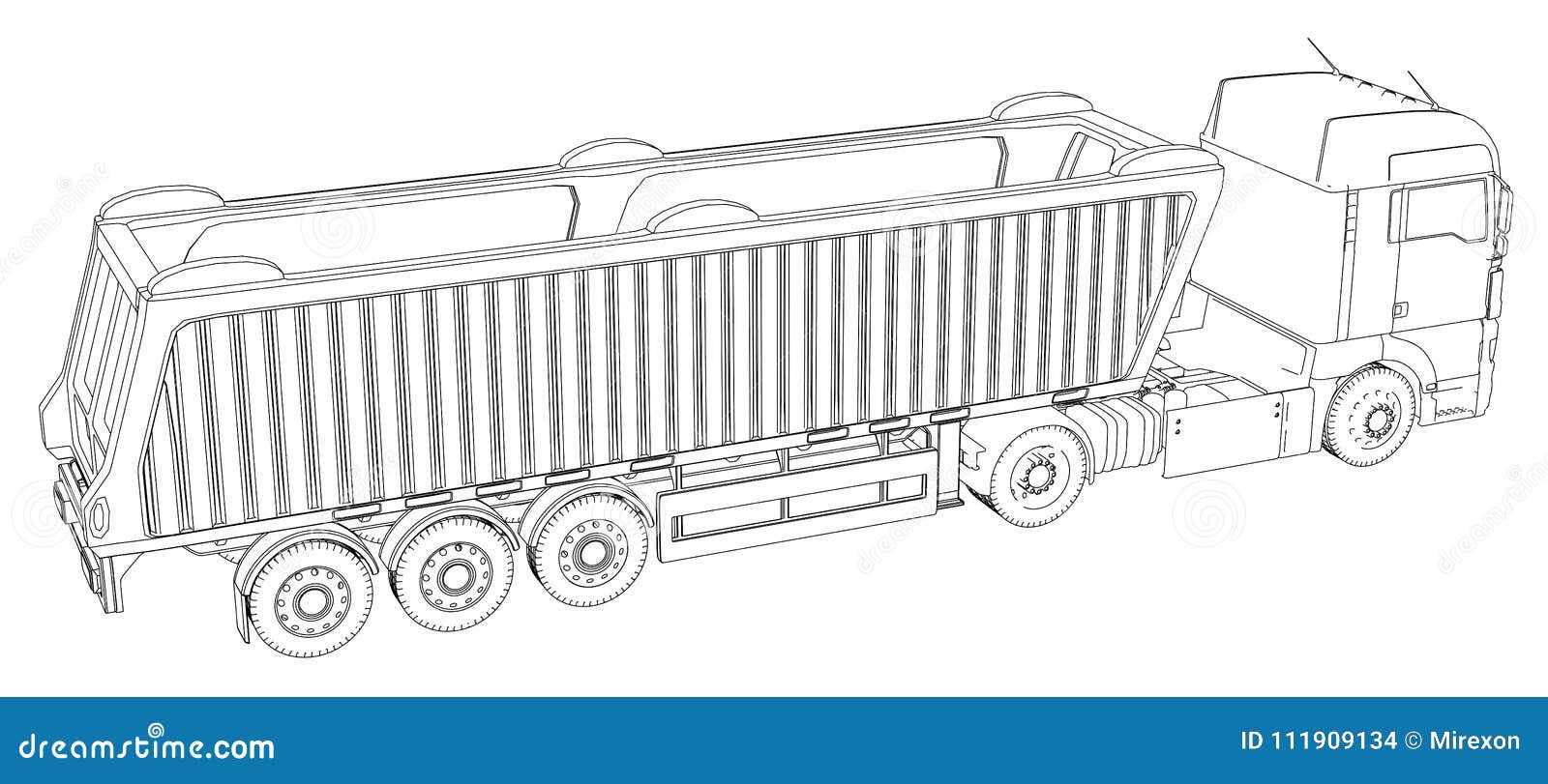 Vector Isometric Representing Truck or Tractor with Tipper Semi-trailer ...