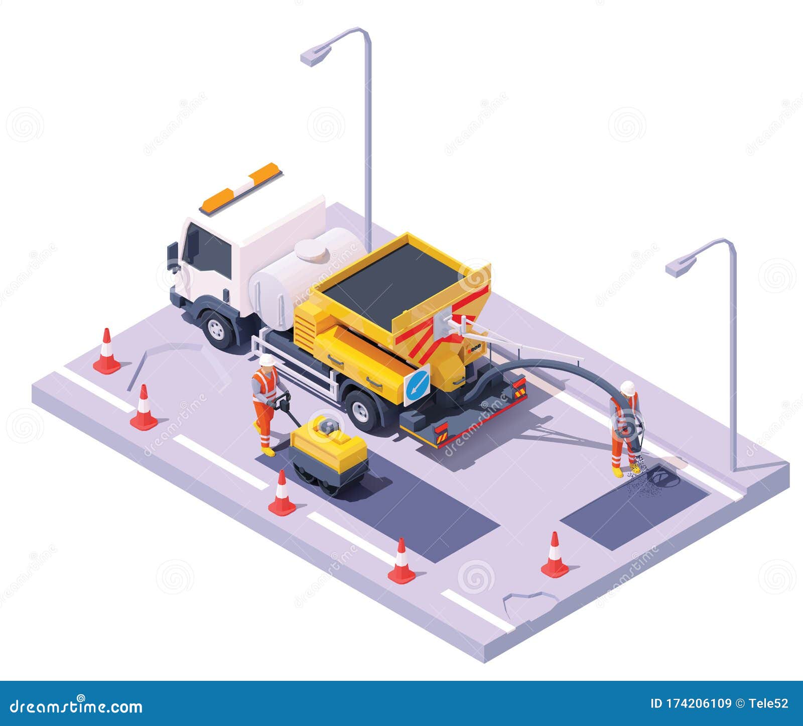 Vector Isometric Road Potholes Spray Injection Repair Stock Vector ...