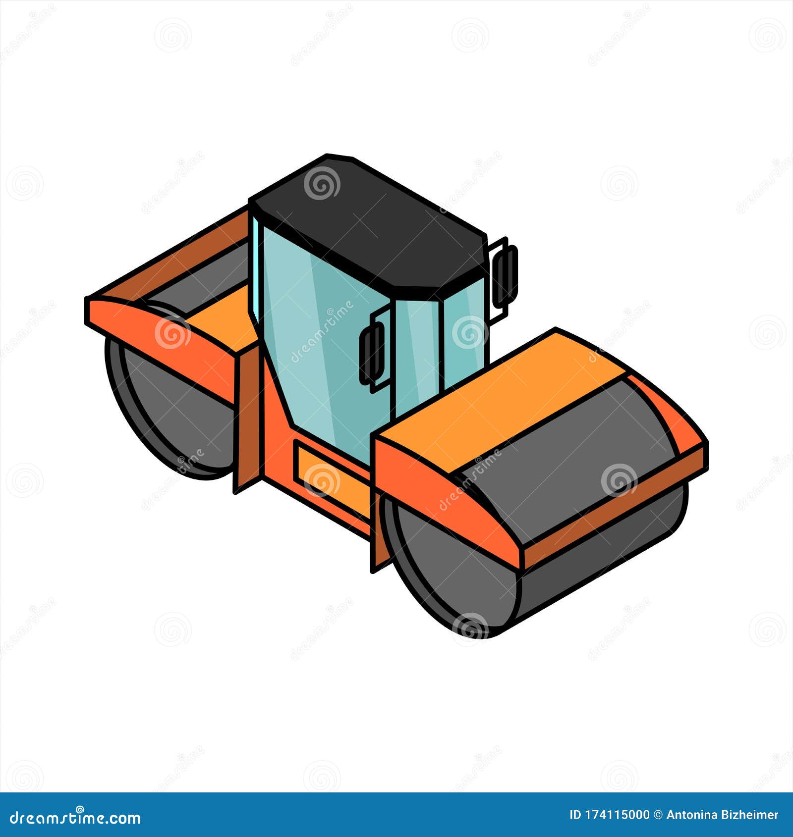 Vector Isometric Road Roller Stock Vector - Illustration of collection ...