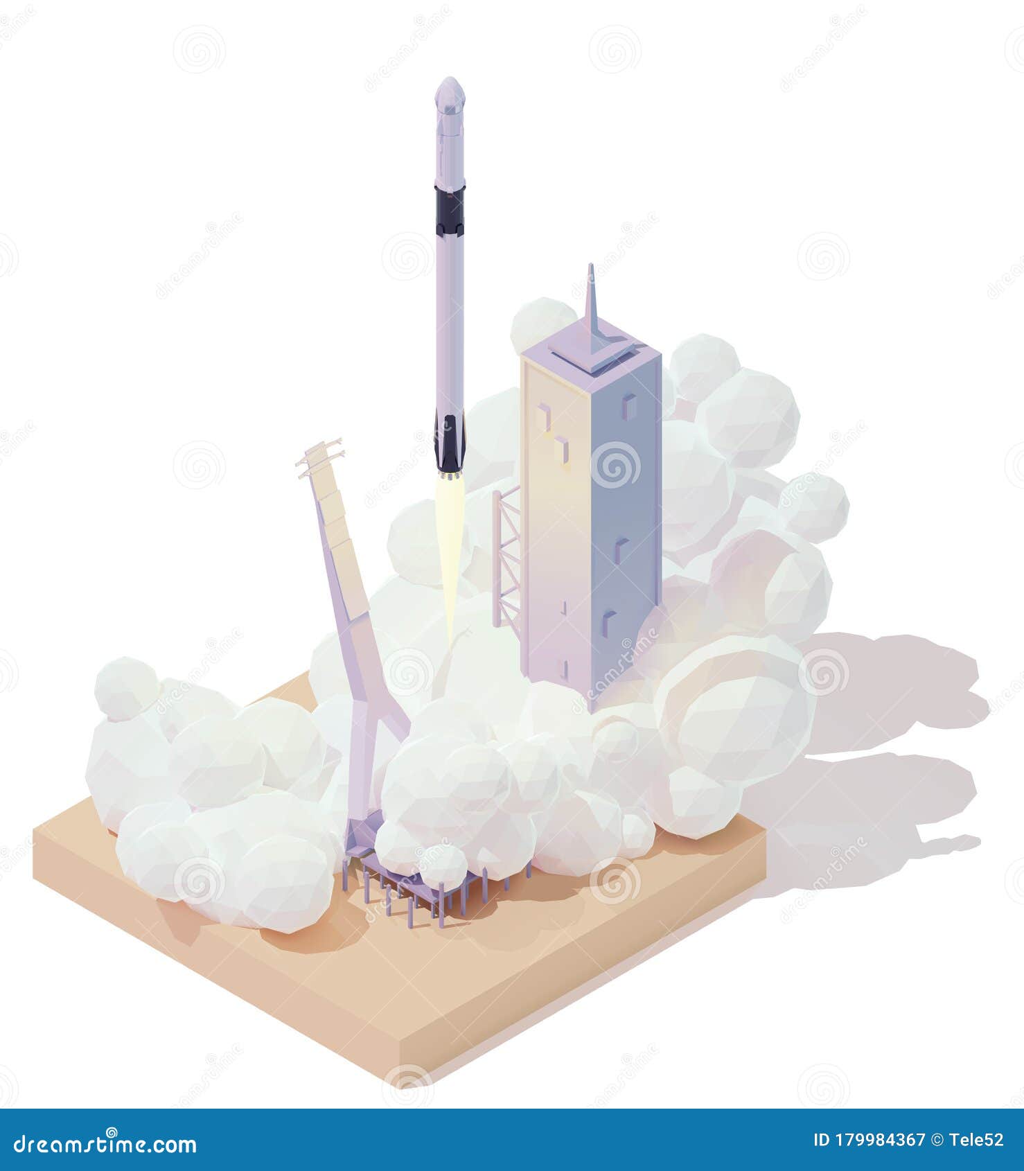 Vector Isometric Rocket Launch Stock Vector - Illustration of spaceship ...