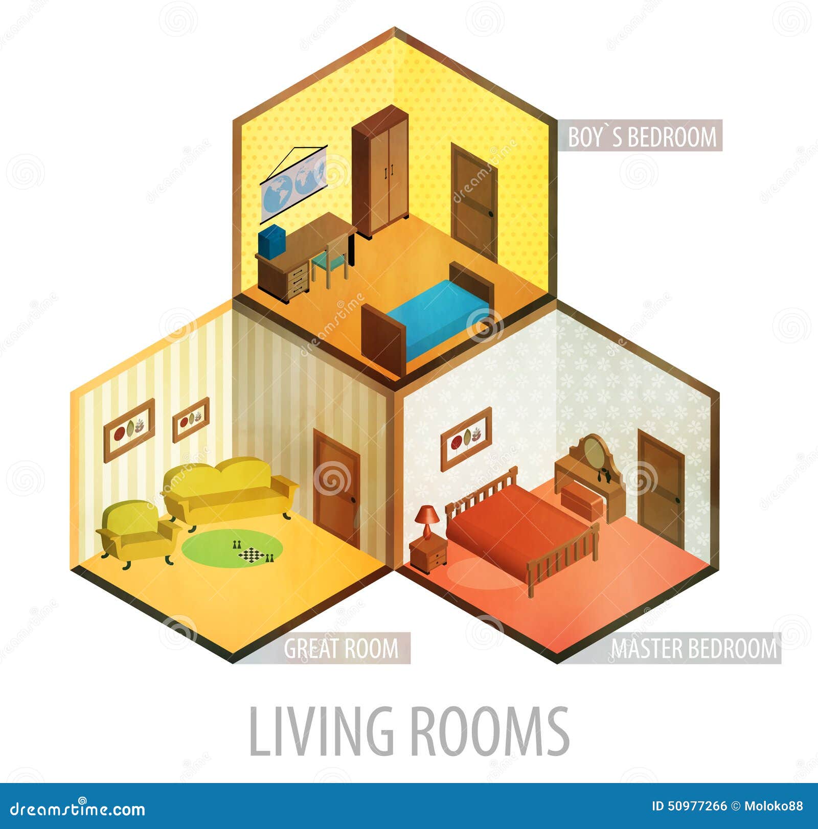 Vector Isometric Rooms Icon Stock Vector - Illustration of living, icon ...