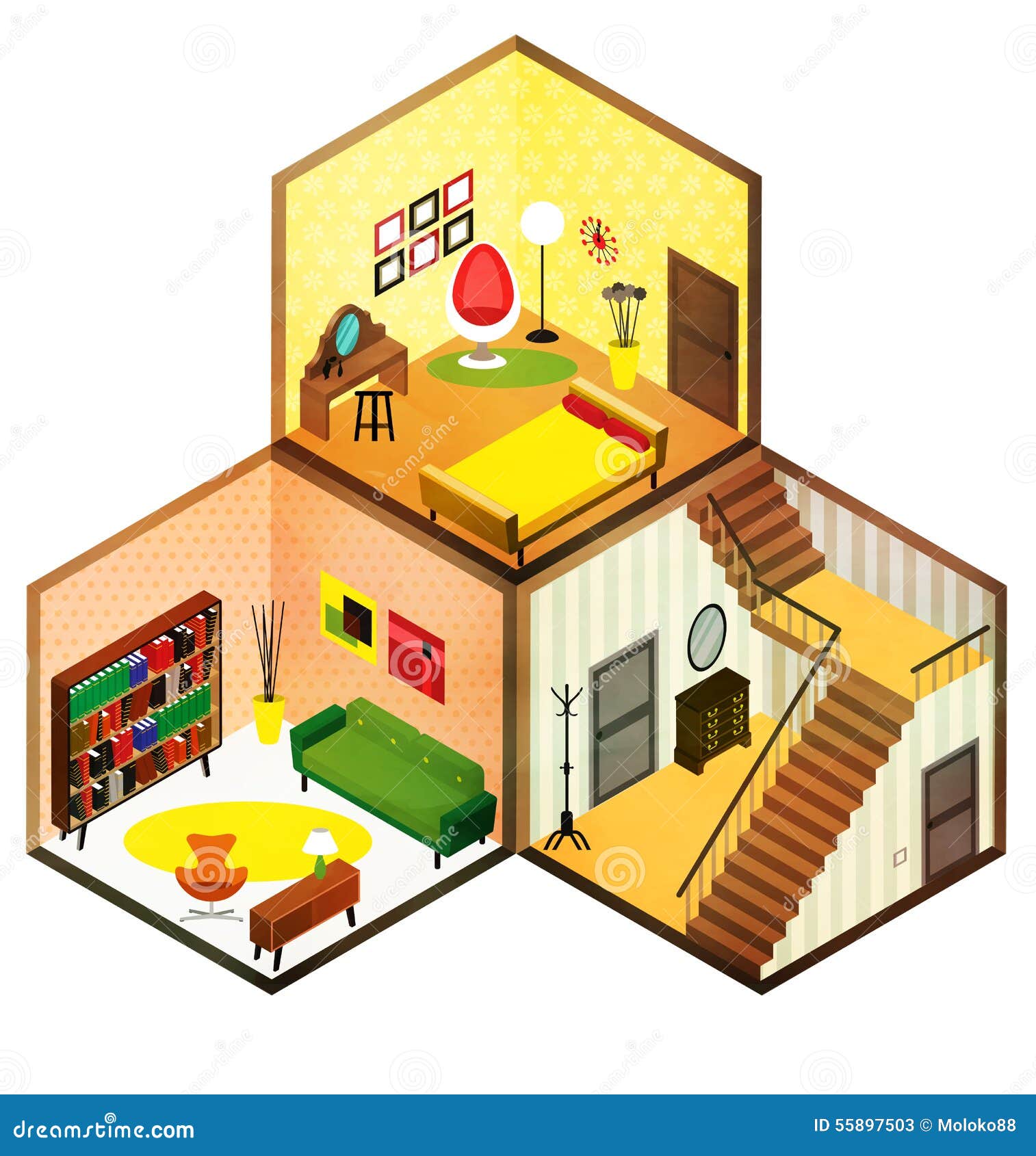 Vector Isometric Rooms Icon Stock Vector - Illustration of building ...