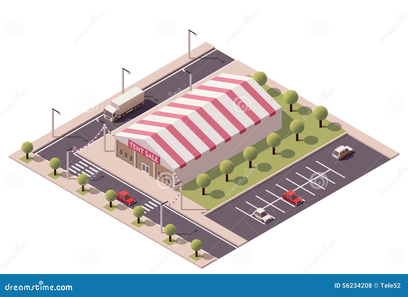 Vector Isometric Sale Tent Store Stock Vector - Illustration of ...