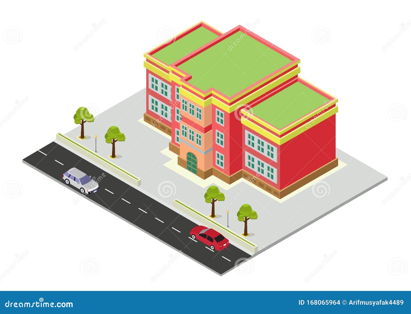 Vector Isometric School Building Stock Vector - Illustration of ...