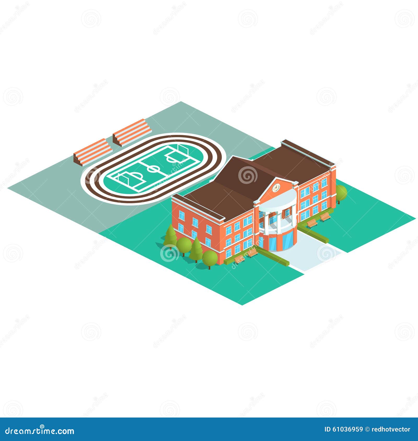 Vector Isometric School or University Building Icon Stock Illustration ...