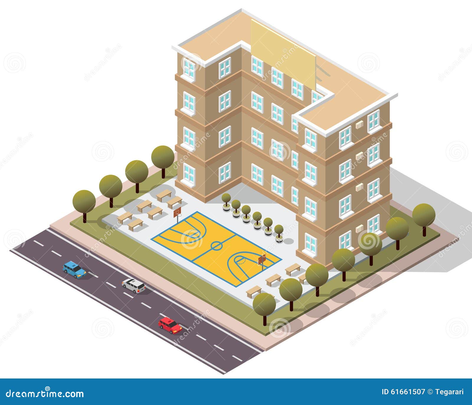 Vector Isometric School University Stock Vector - Illustration of clock ...