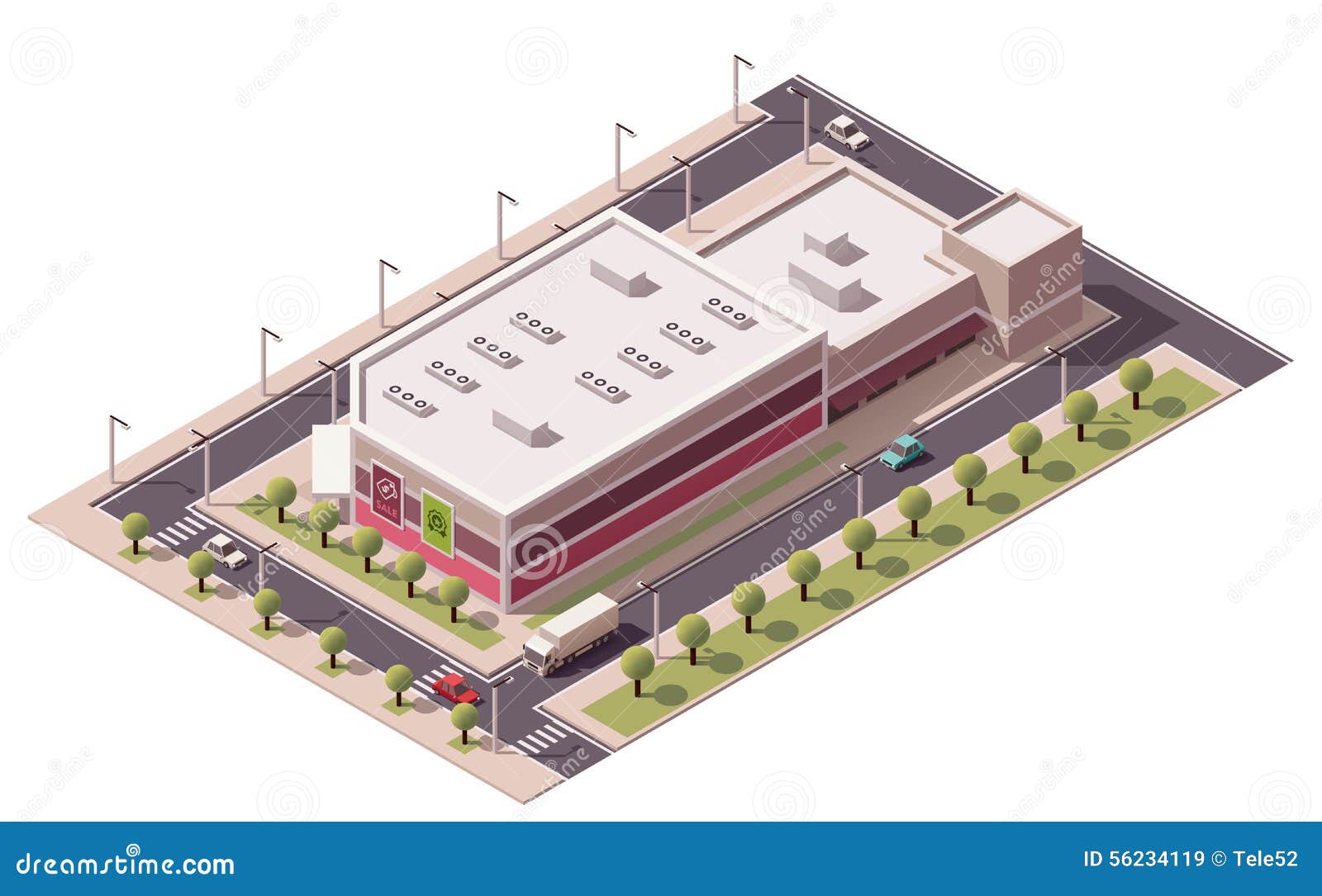 Isometric Shopping Mall Or Supermarket Building Icon Vector ...