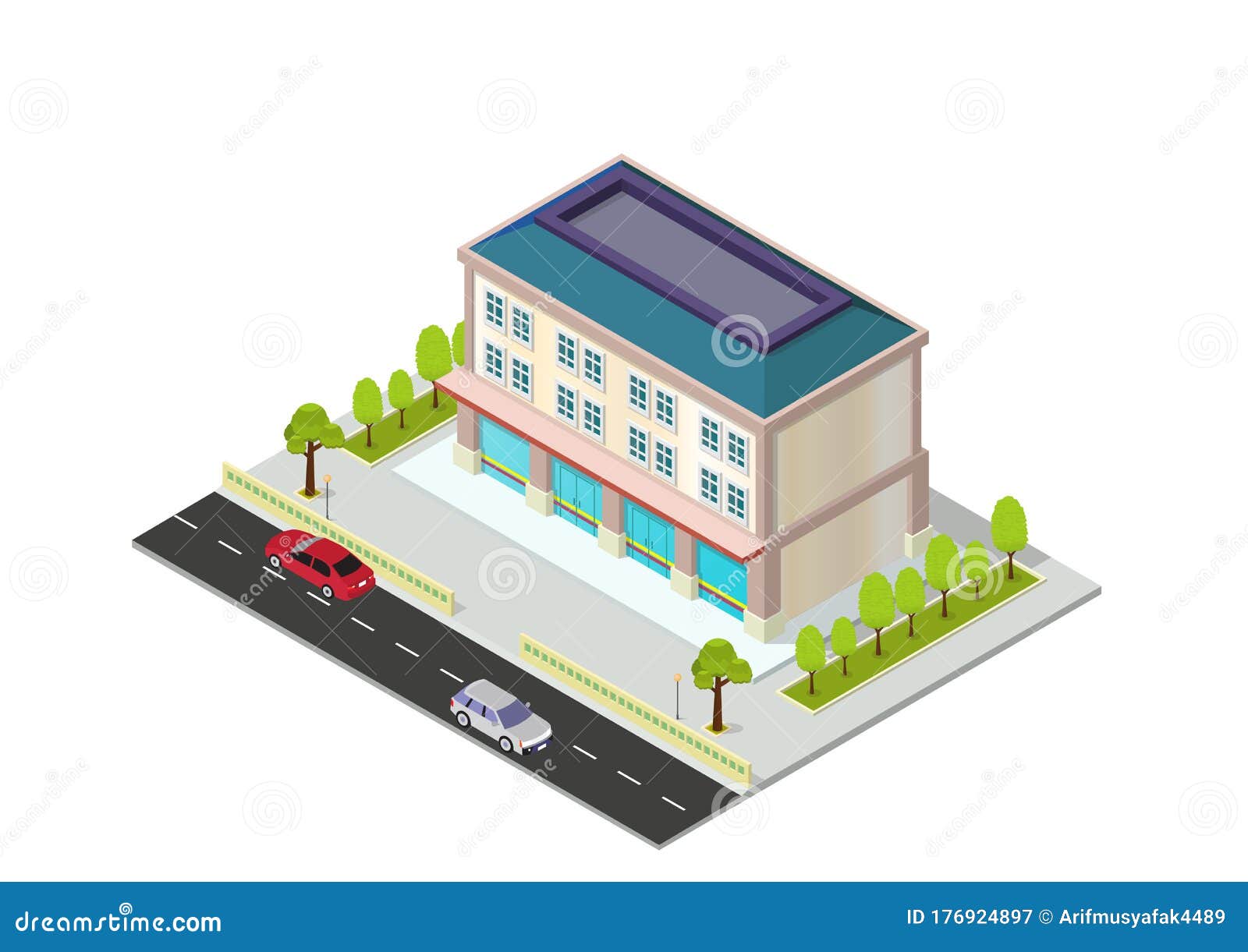 Vector Isometric Shopping Mall Stock Illustration - Illustration of ...