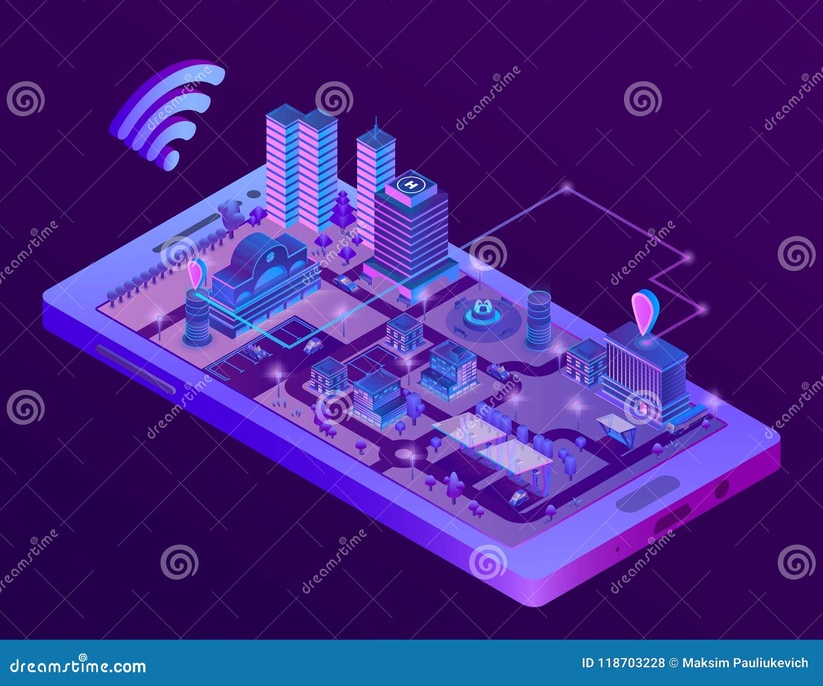 Vector Isometric Smart City on Smartphone Screen Stock Vector ... Vector Isometric Smart City on Smartphone Screen Stock Vector ...
