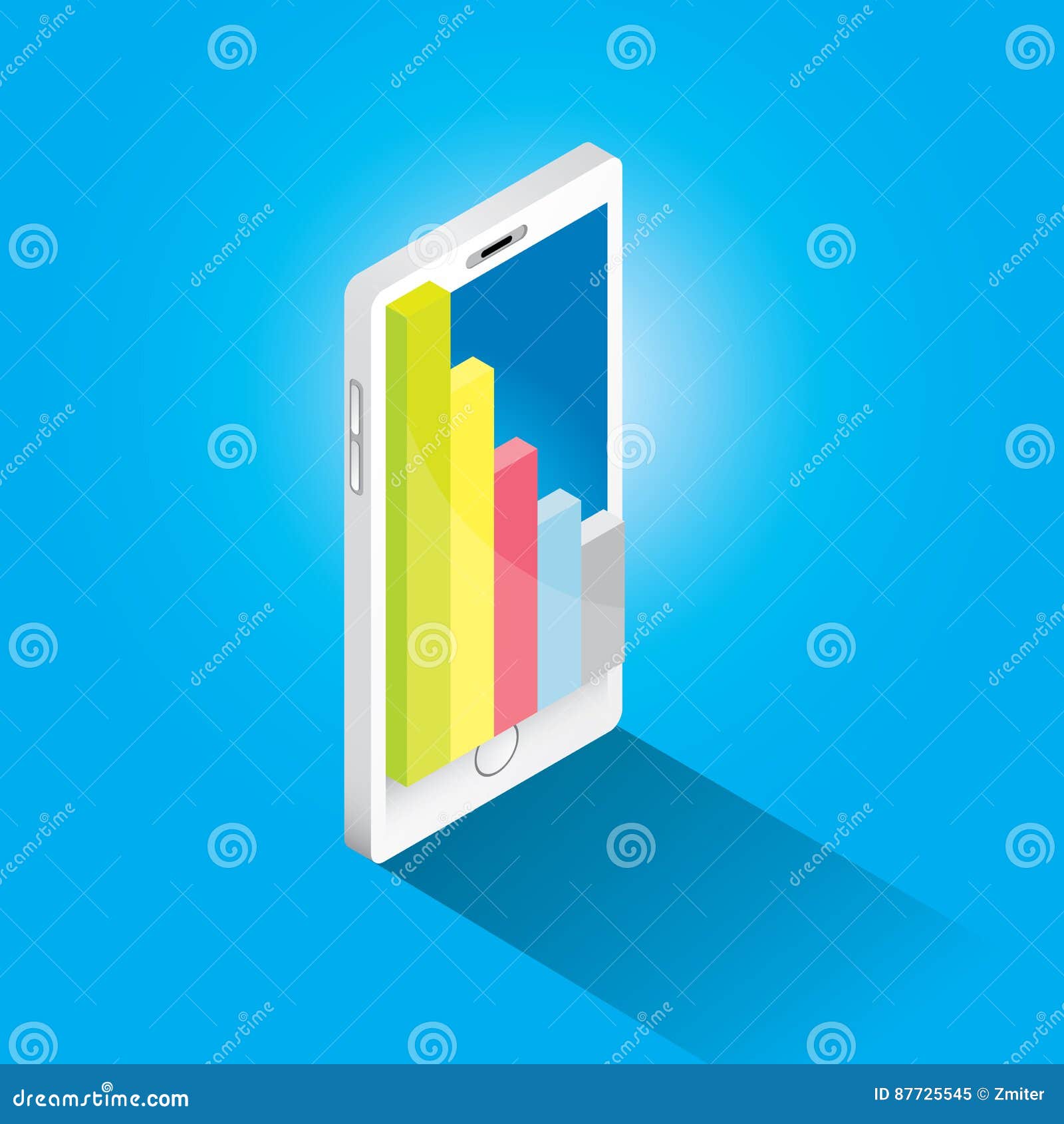 Vector Isometric Smartphone with Graph and Charts Stock Vector ...