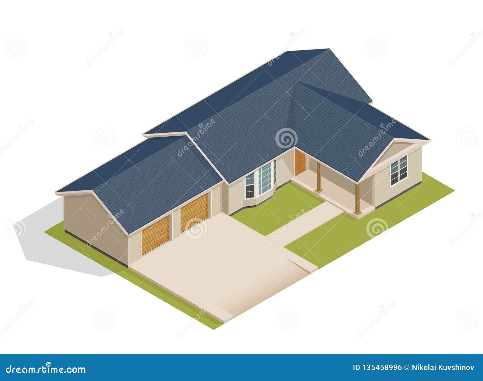 Vector Isometric Suburban House Stock Vector - Illustration of ...