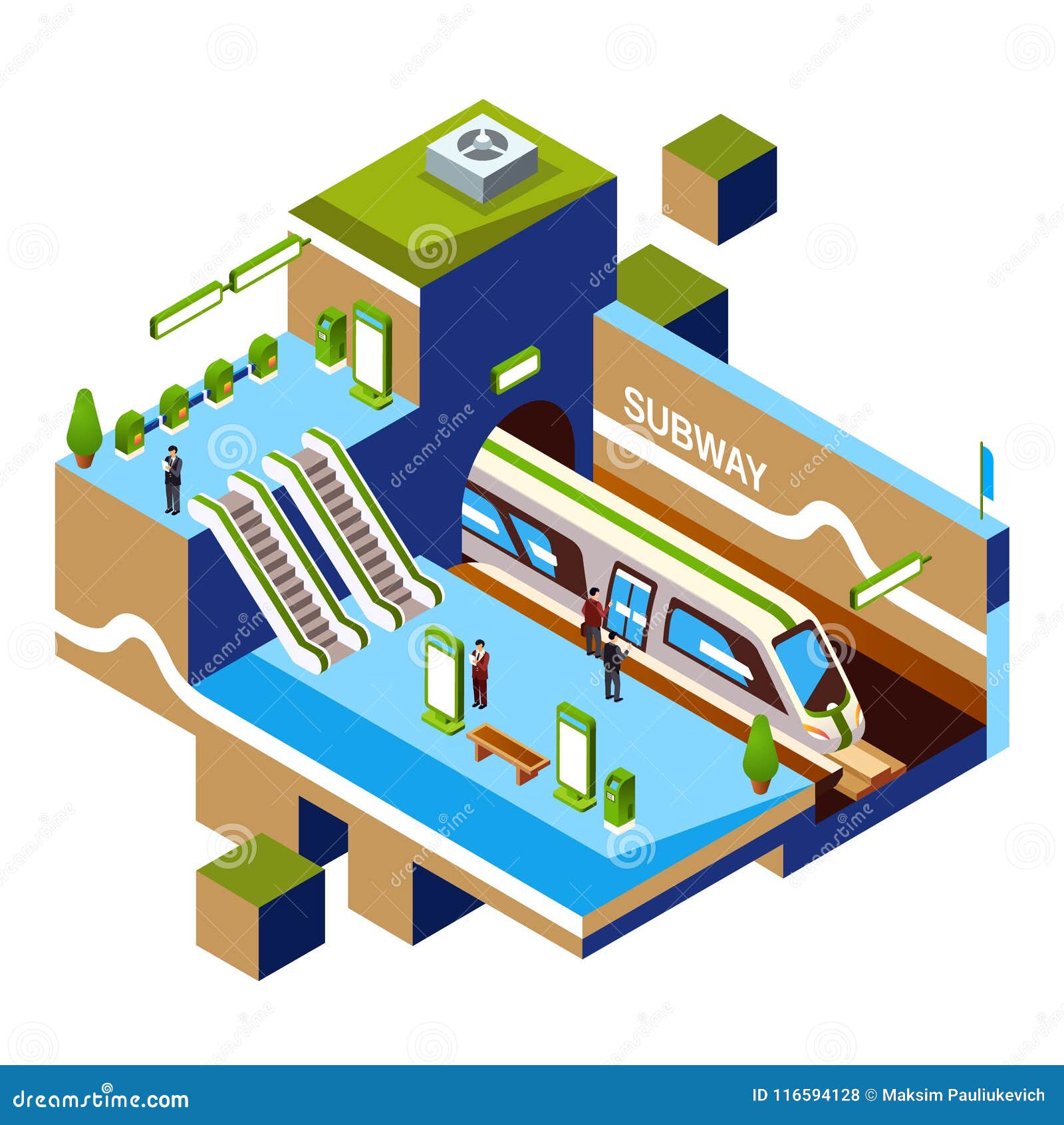 Isometric Subway Station. Multiple Subway Levels With Tunnel Train ...