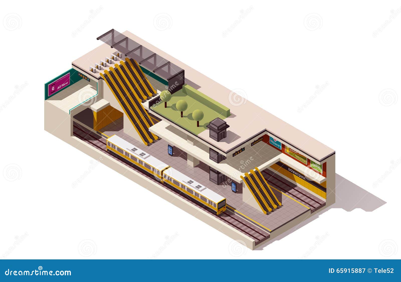 Vector Isometric Subway Station Cross Section Stock Vector ...