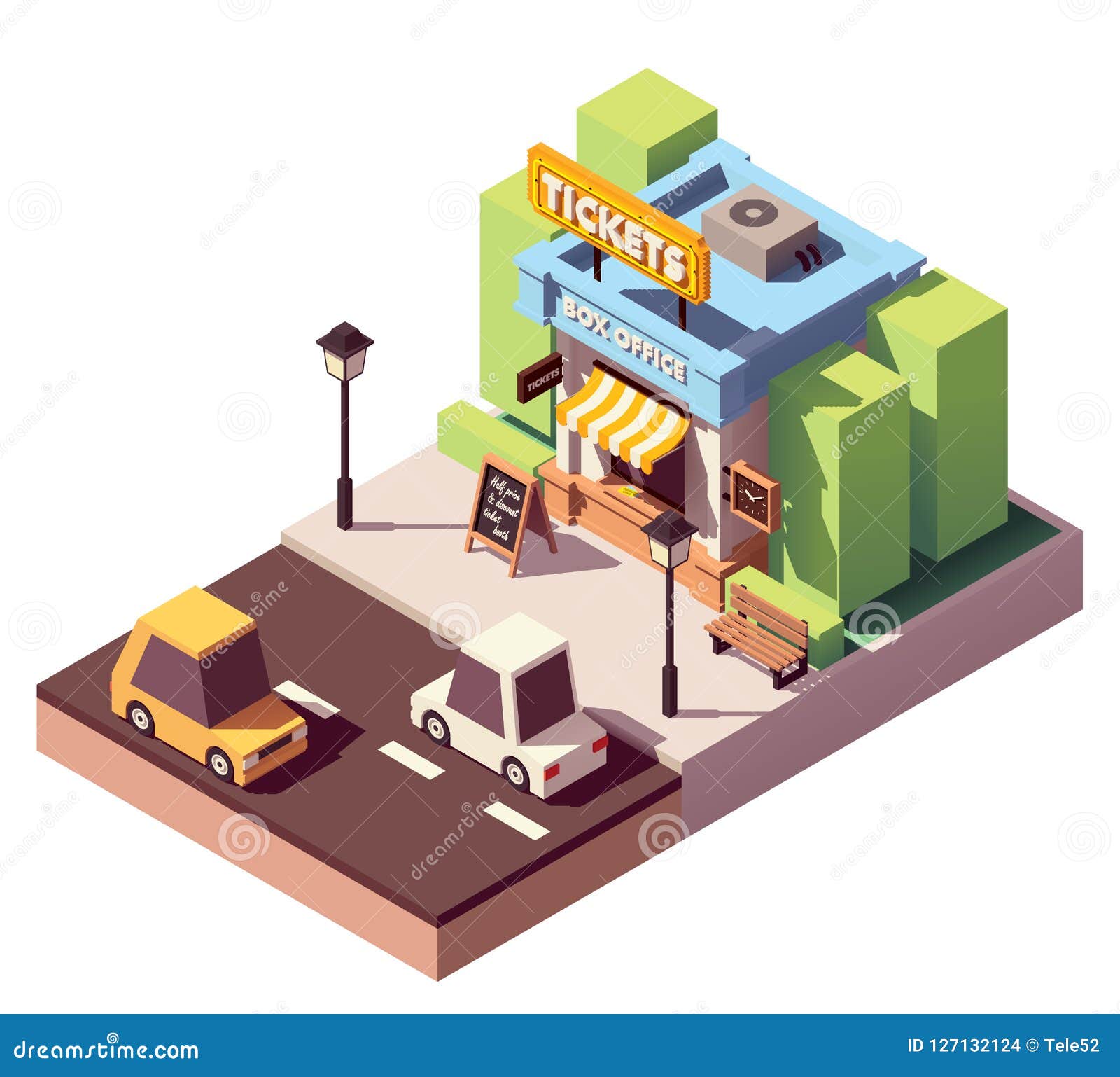 Vector Isometric Ticket Office Stock Vector - Illustration of cartoon ...