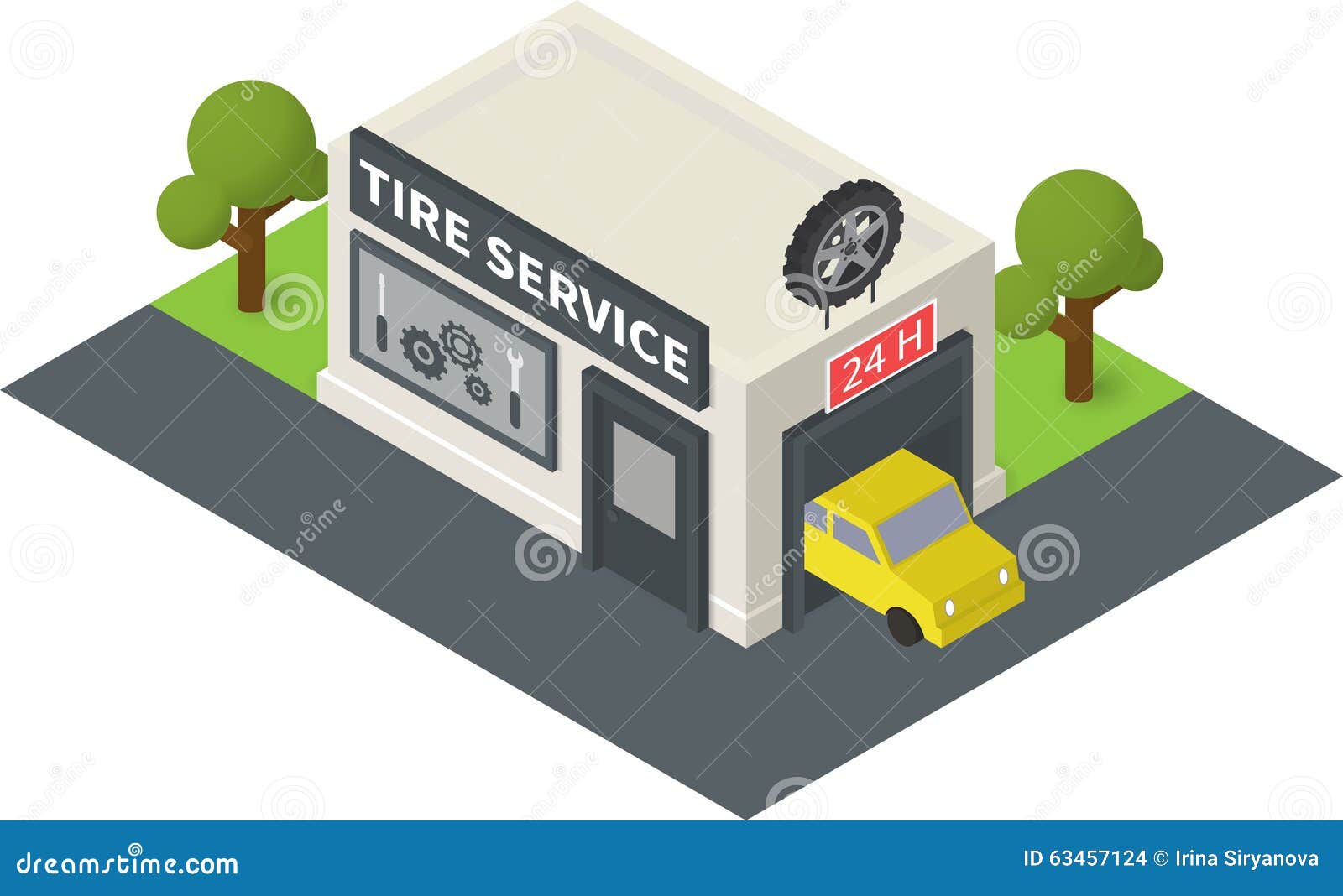 Tire Service Solid Icon. Tire Fitting Vector Illustration Isolated On ...