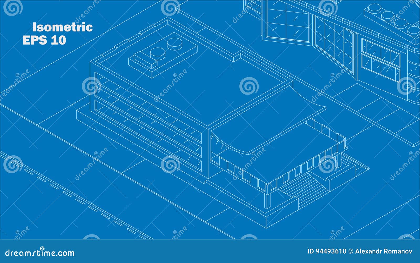 Vector Isometric Trade Building Stock Vector - Illustration of sketch ...