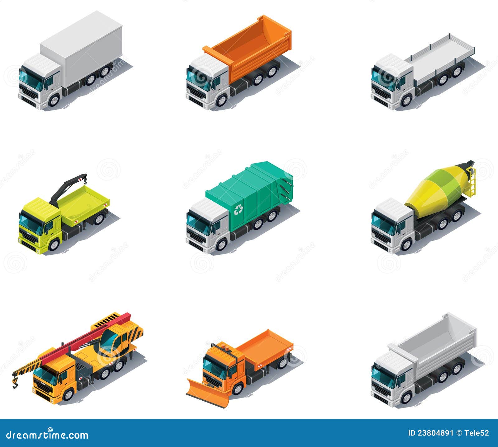 Vector Isometric Transport. Trucks Stock Vector - Illustration of ...