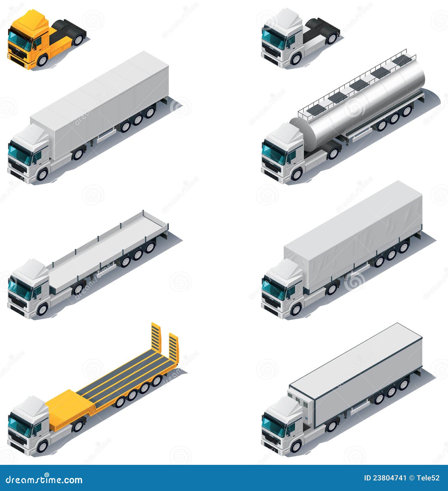 Vector Isometric Transport. Trucks with Semi-trail Stock Vector ...