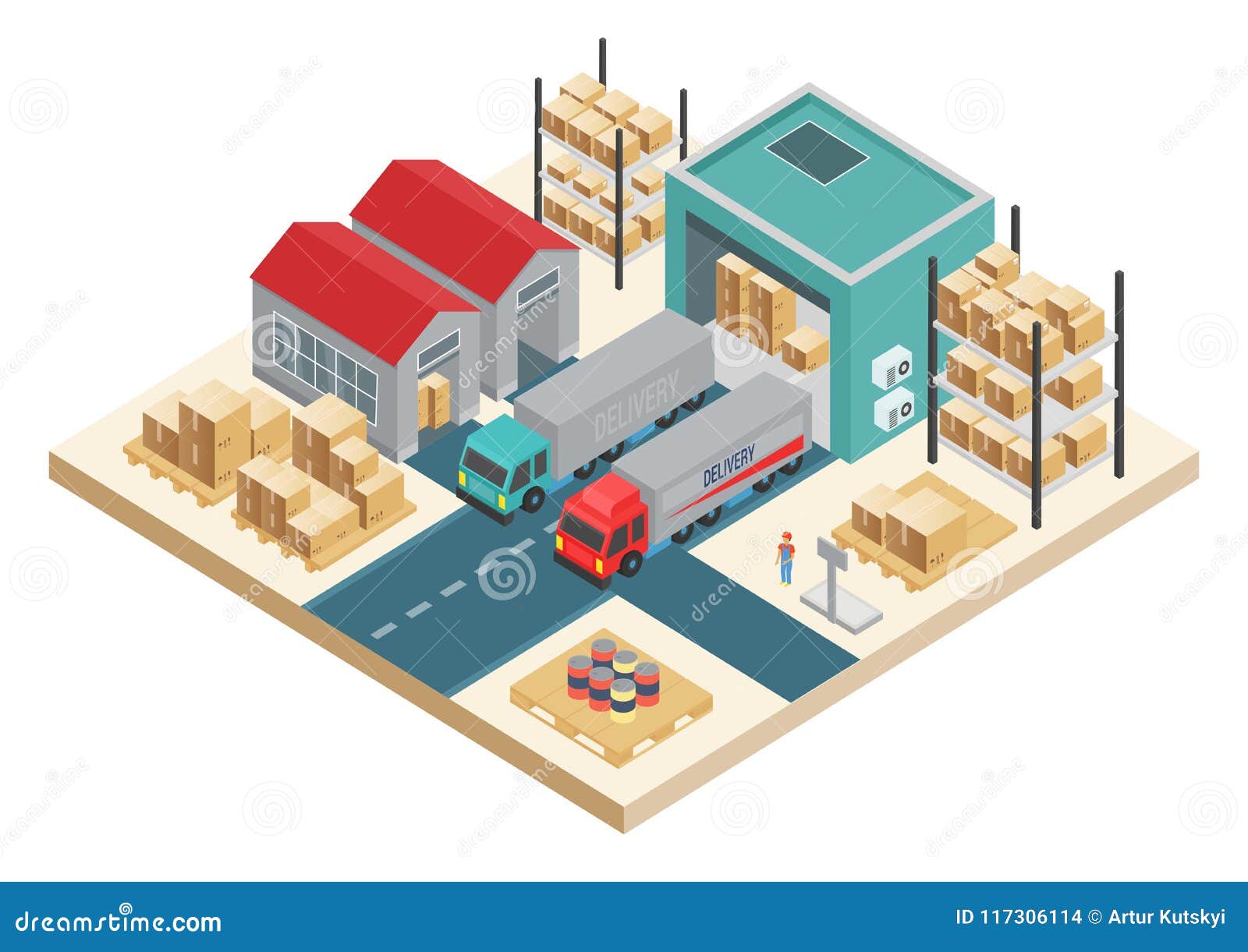 Vector Isometric Transportation Logistic Concept. Distribution Service ...