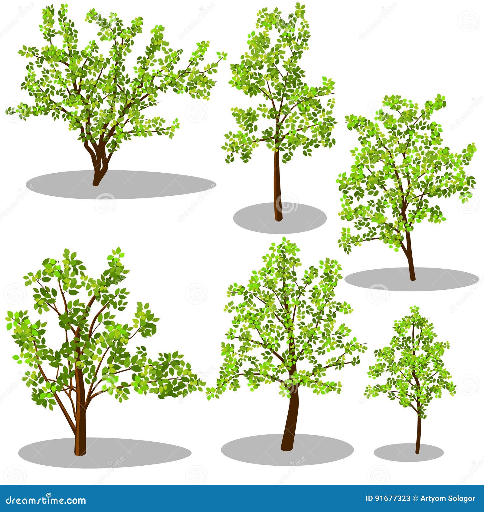 Vector Isometric Trees and Decorative Bushes Stock Vector ...