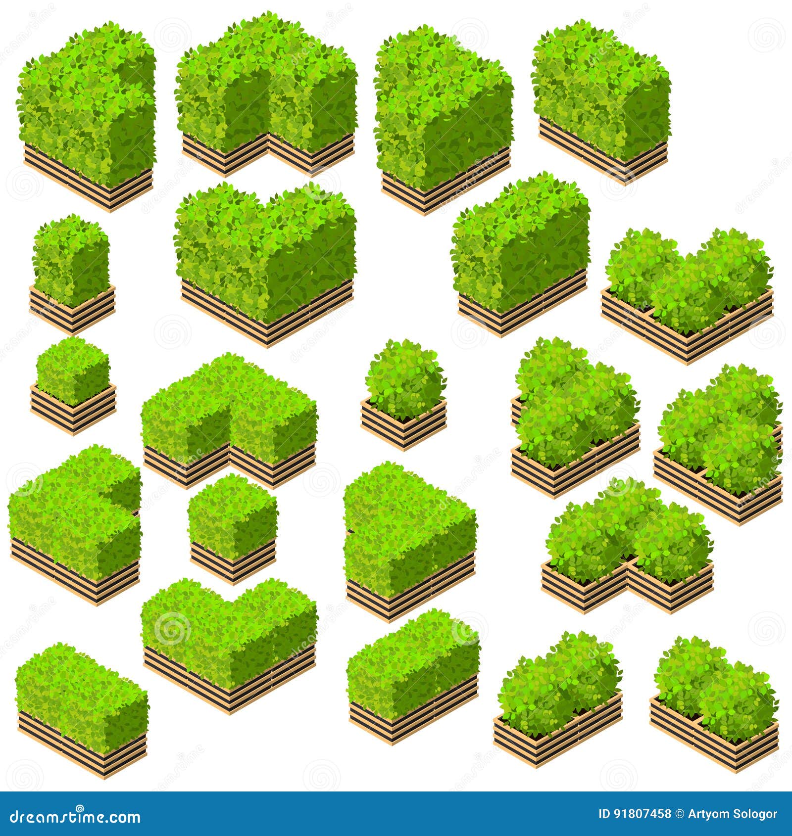 Vector Isometric Trees and Decorative Bushes Stock Vector ...