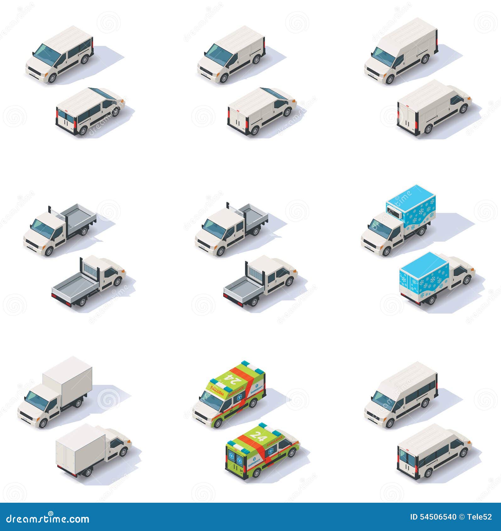 Vector isometric vans set stock vector. Illustration of exterior - 54506540