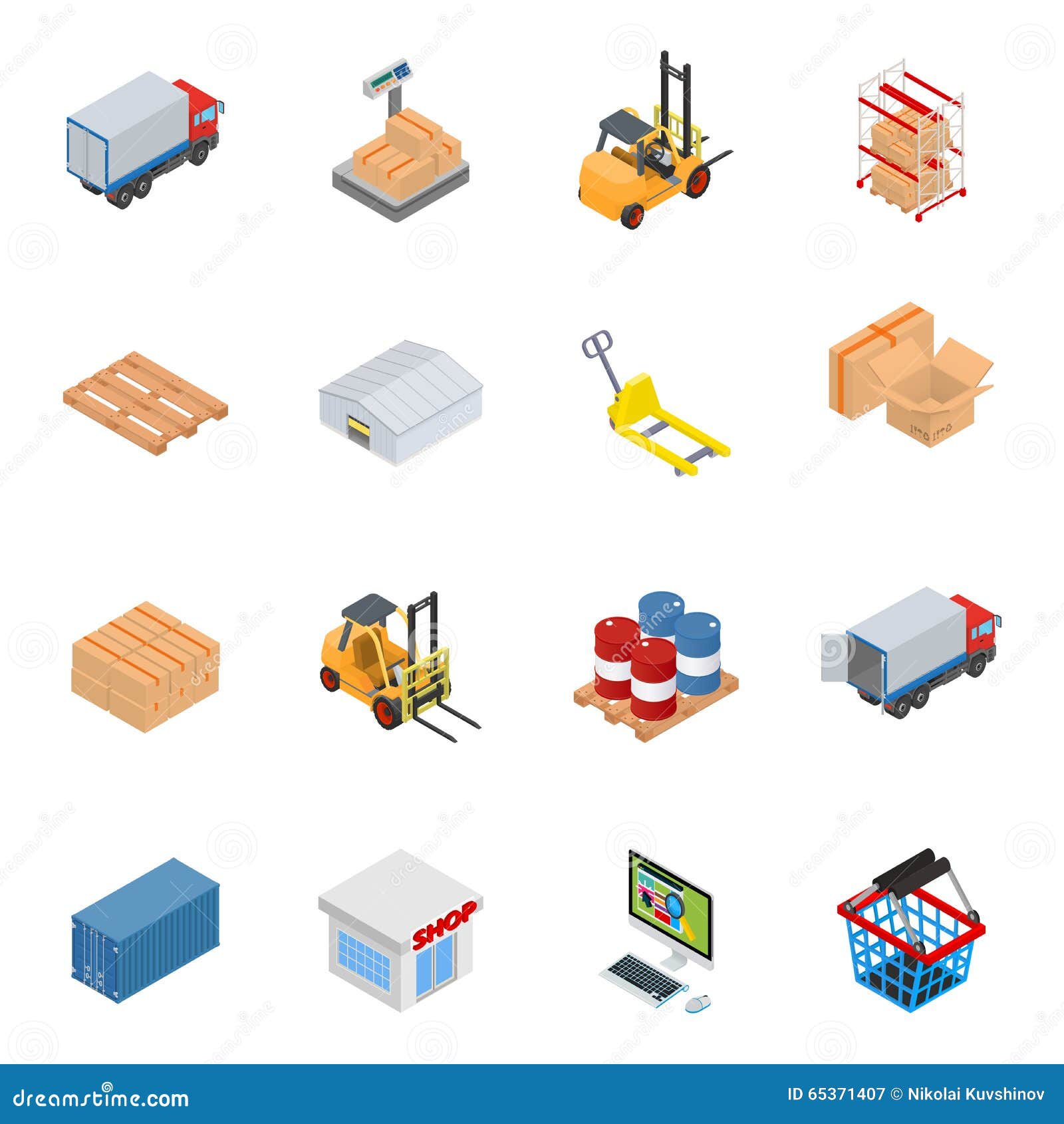Vector Isometric Warehouse Equipment Stock Vector - Illustration of ...