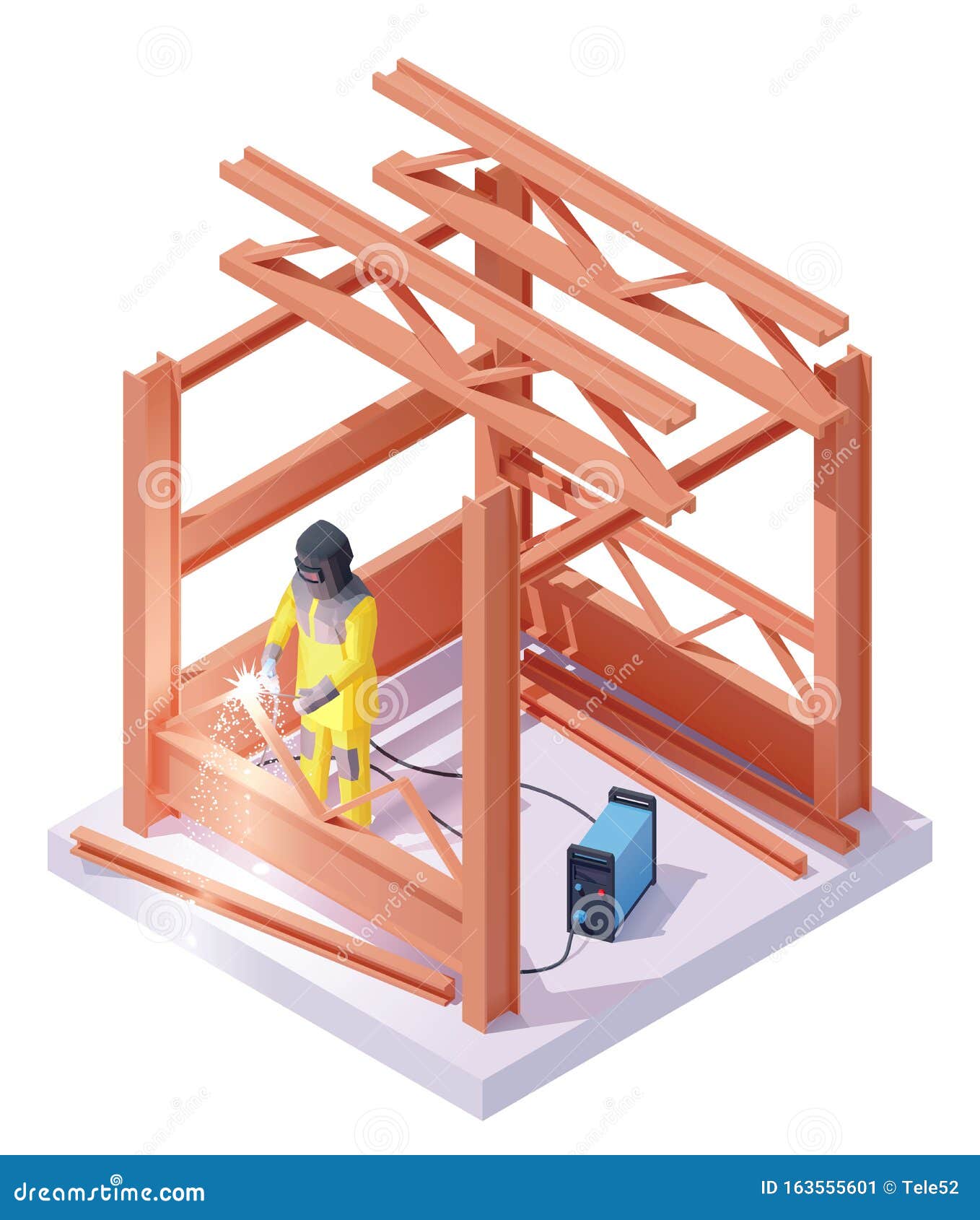 Vector Isometric Welder at Welding Work Stock Vector - Illustration of ...