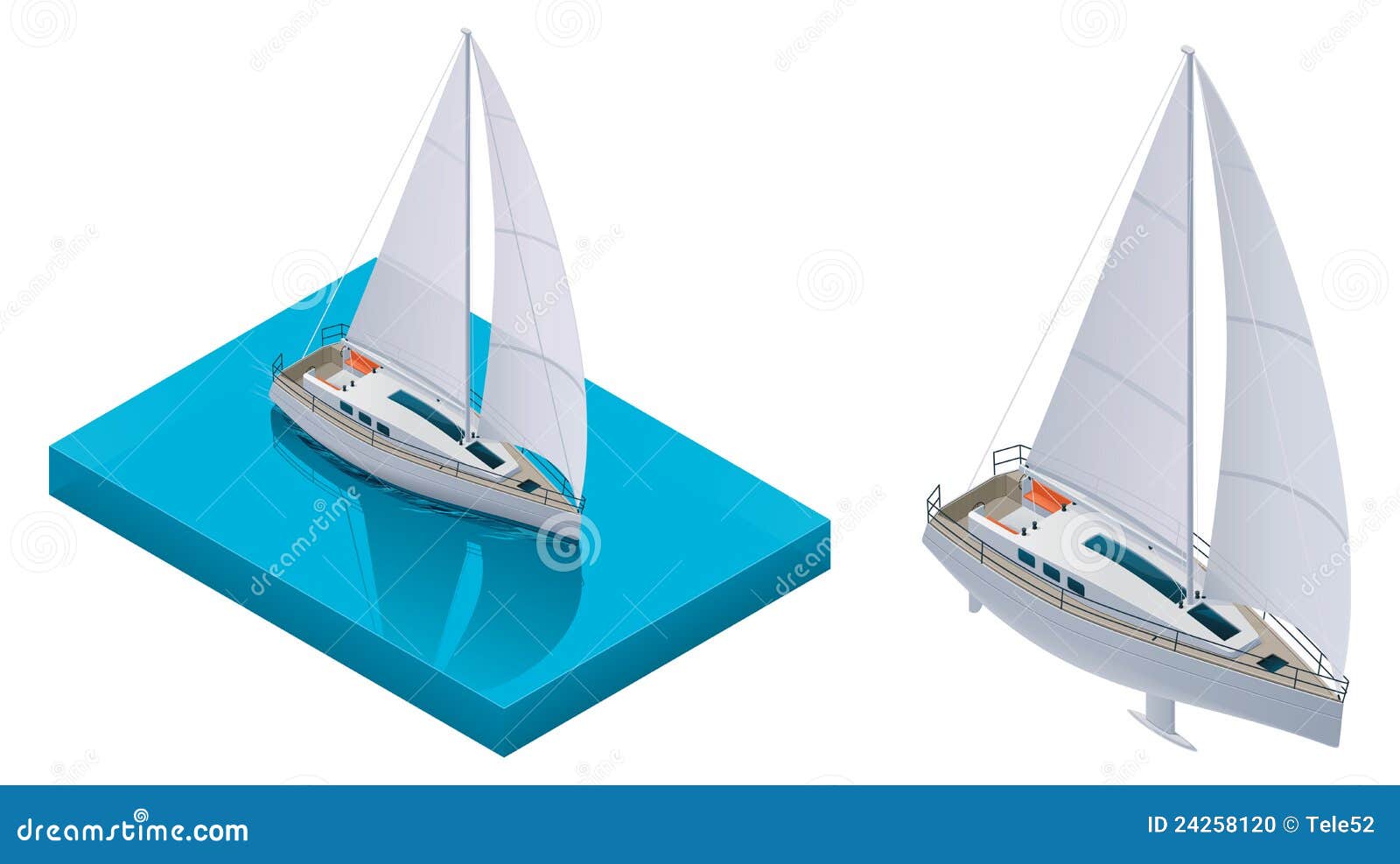 Vector isometric yacht stock vector. Illustration of tour - 24258120
