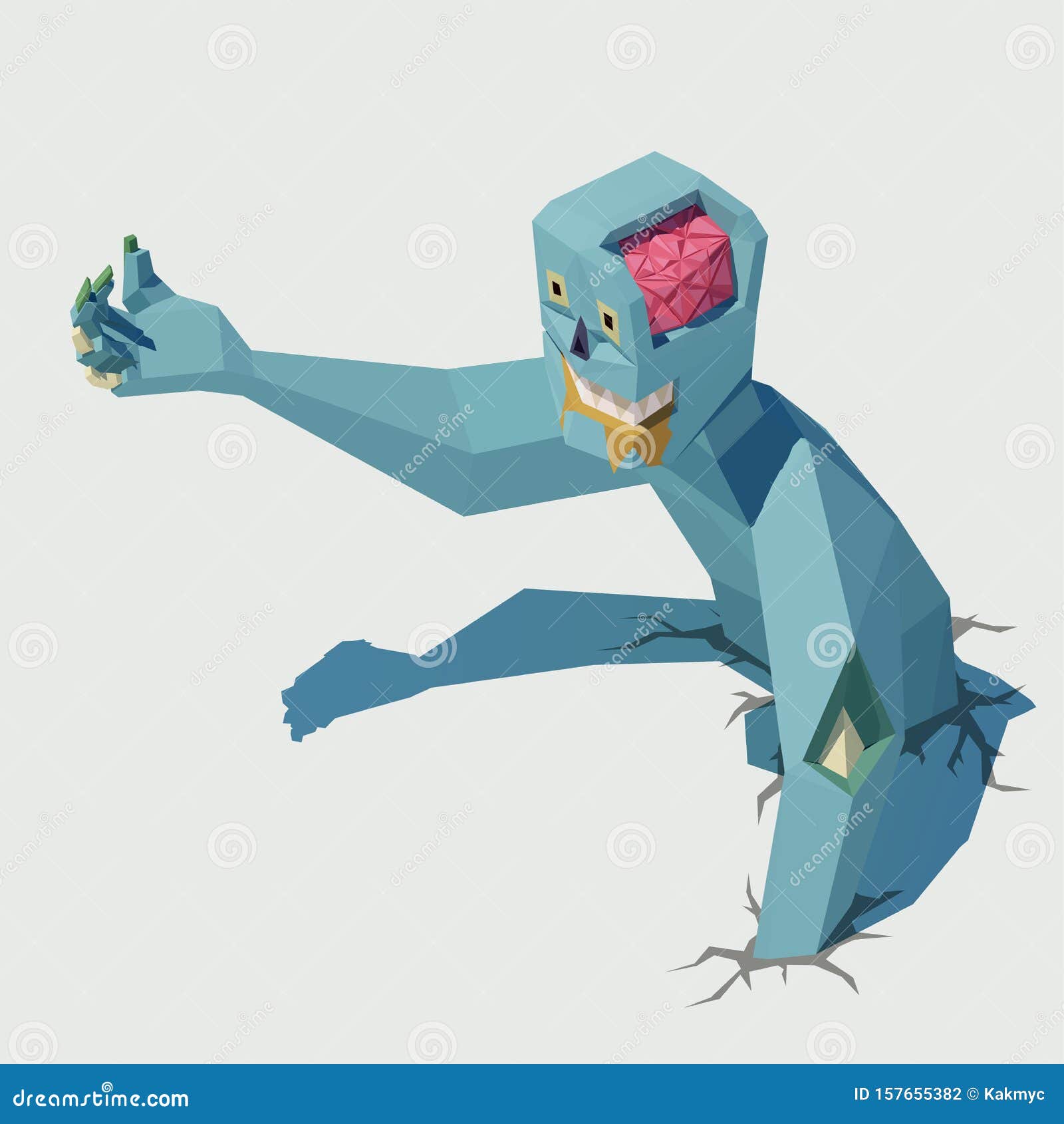 Vector Isometric Zombie. Low Poly Illustration for Halloween. Stock ...