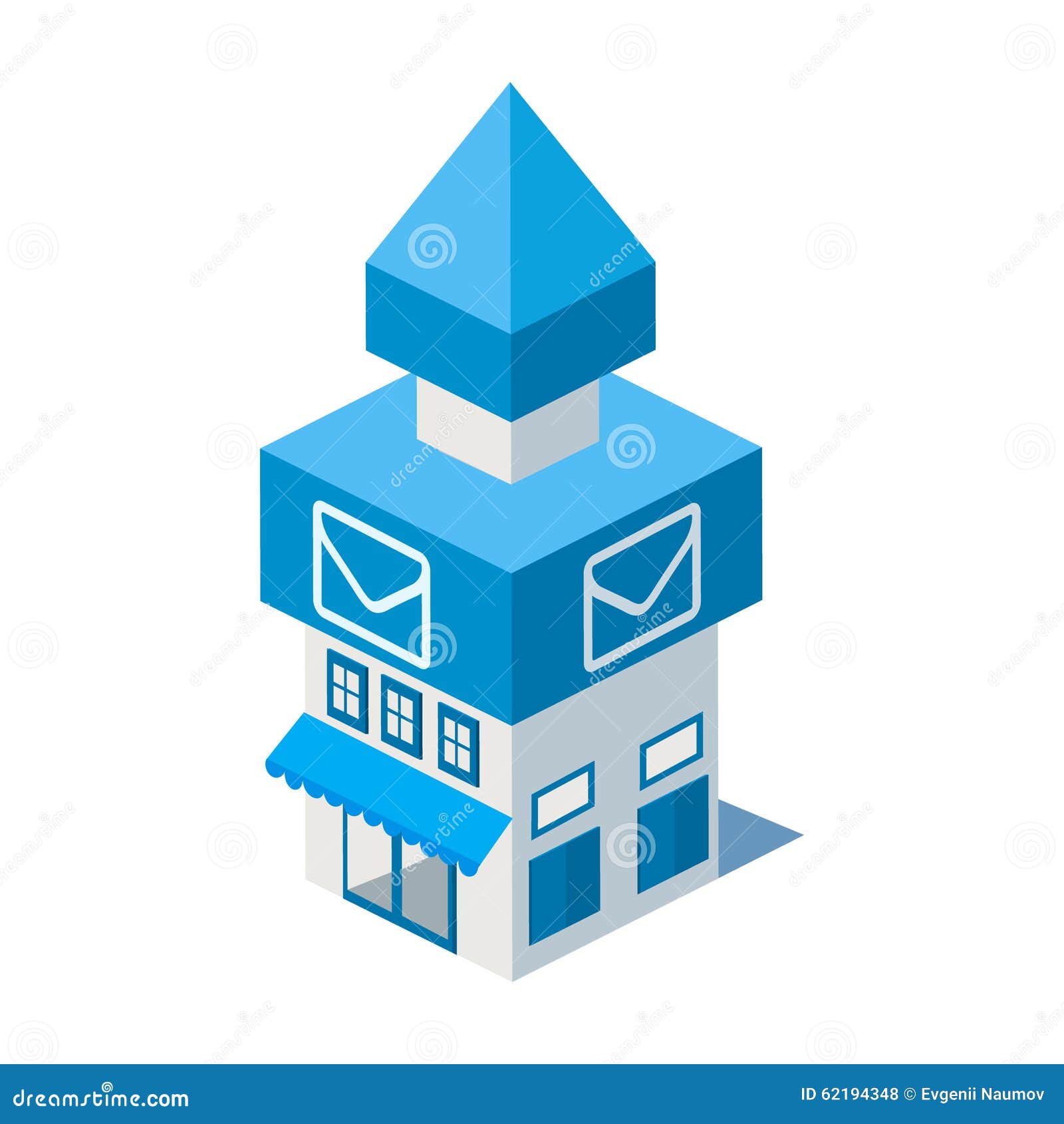 Vector Isometrisch Postkantoor De Bouwpictogram Vector Illustratie ...