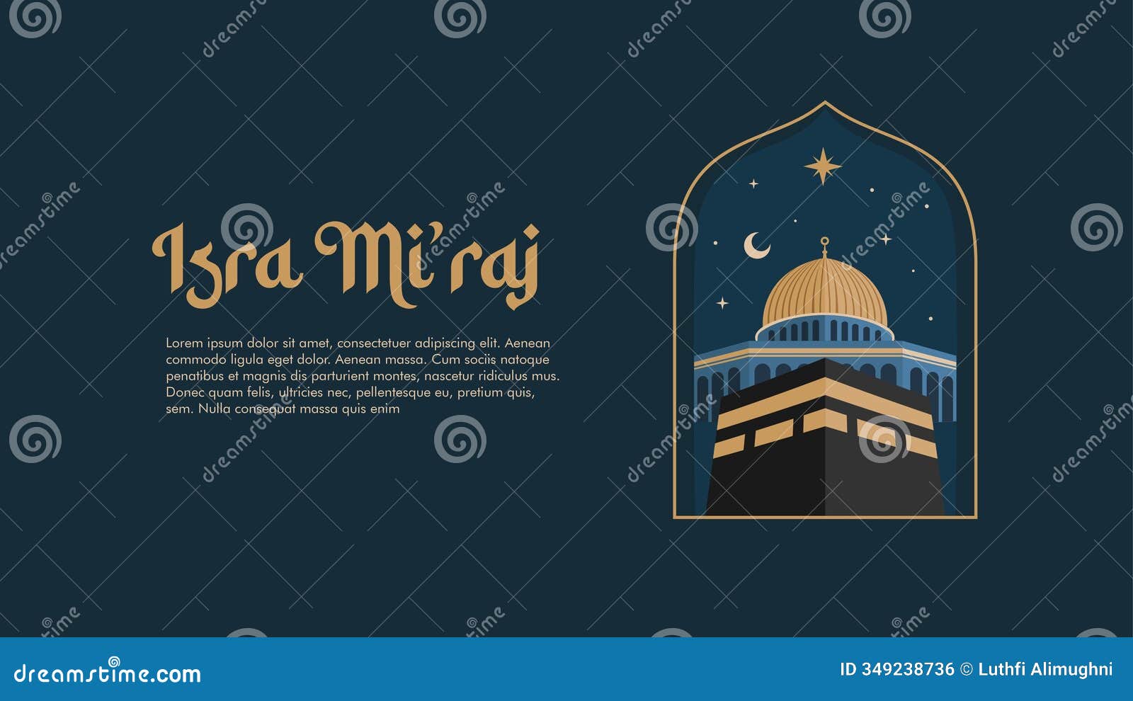 Al Isra Wal Miraj In Arabic Calligraphy With Mosque Shape Vector ...