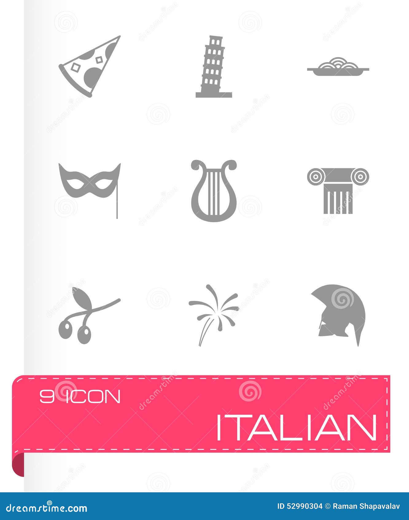 Vector italian icon set stock vector. Illustration of icons - 52990304