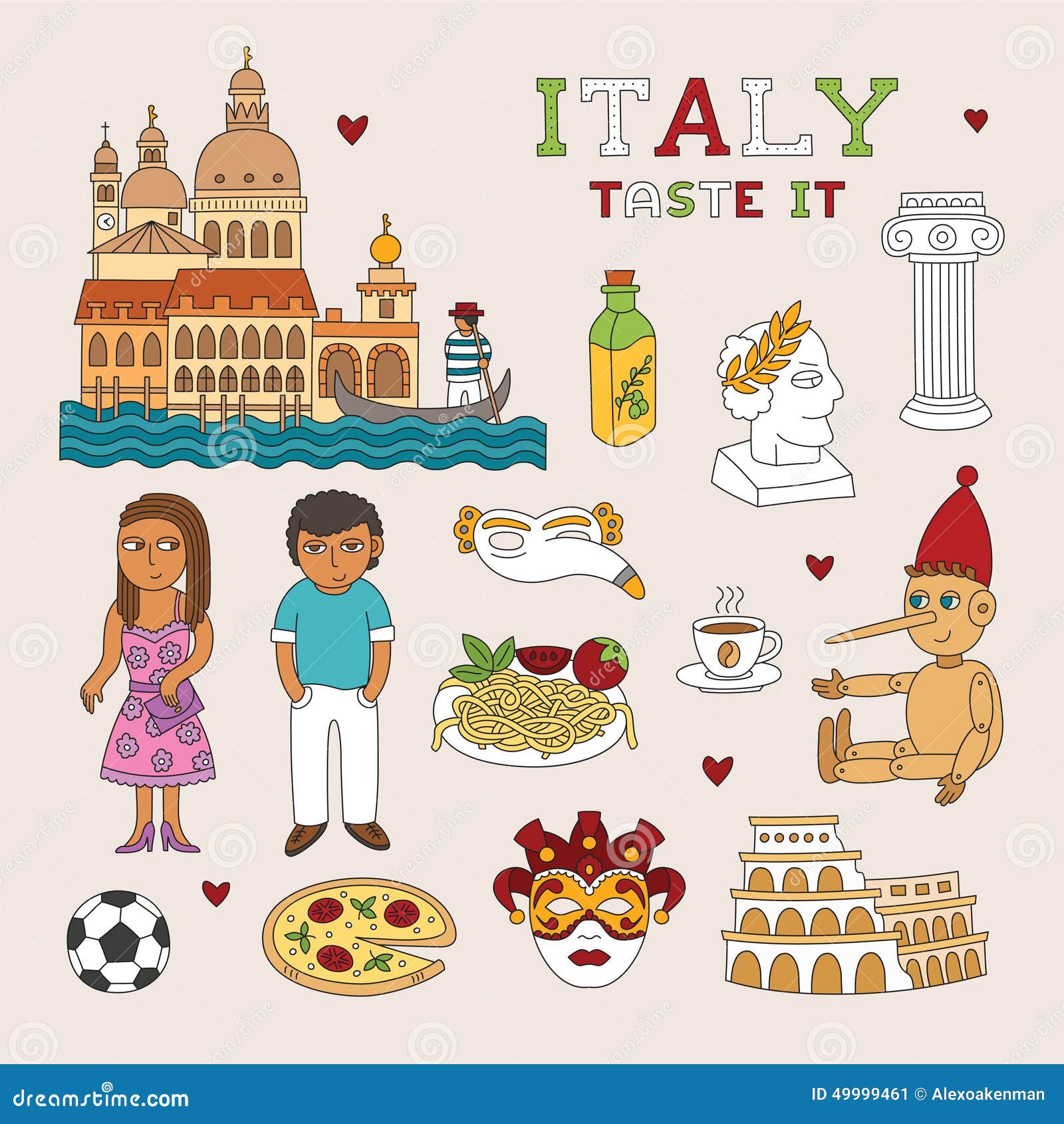 Vector Italy Doodle Art for Travel and Tourism Stock Vector ...