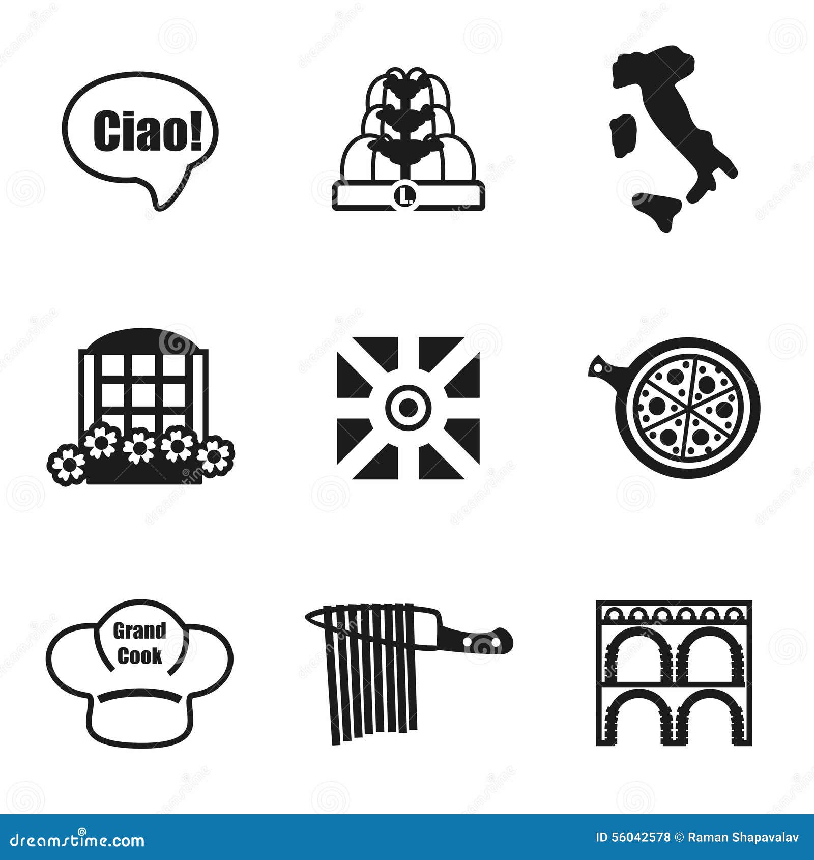 Vector Italy icon set stock vector. Illustration of wall - 56042578