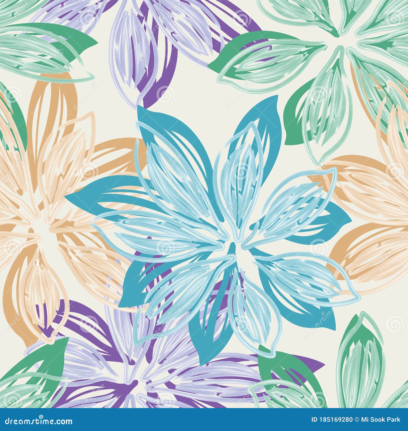 Vector Ivory Large Tropical Seamless Pattern Background Stock Vector ...