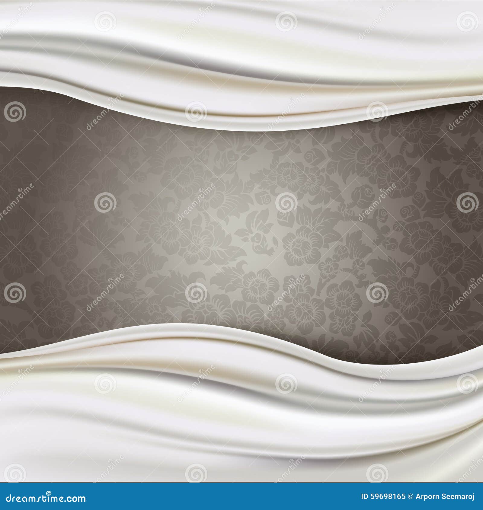 Vector of Ivory Silk Fabric Border on Brown Pattern Background Stock ...