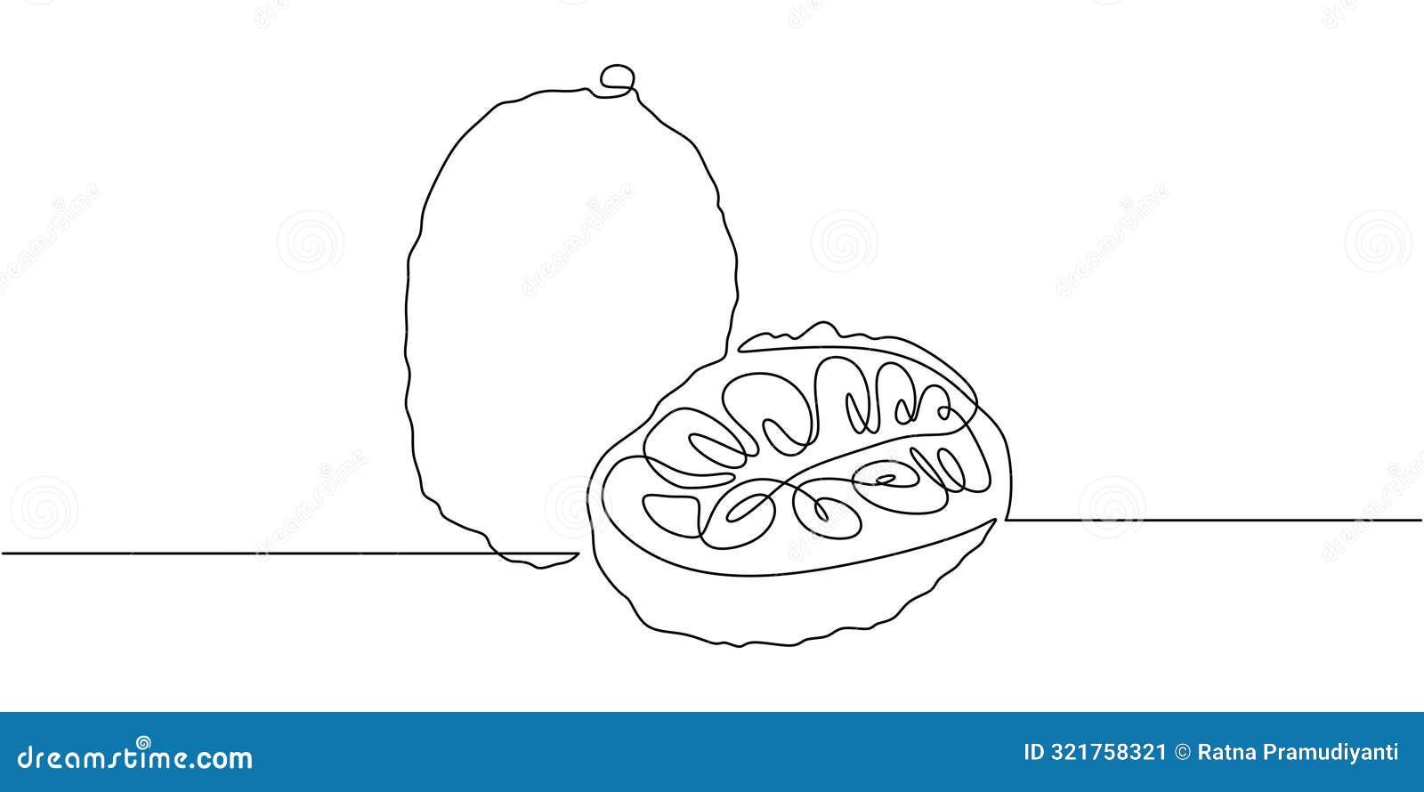 Vector Jackfruit One Line Drawing. Nature Tropical Food Illustration ...