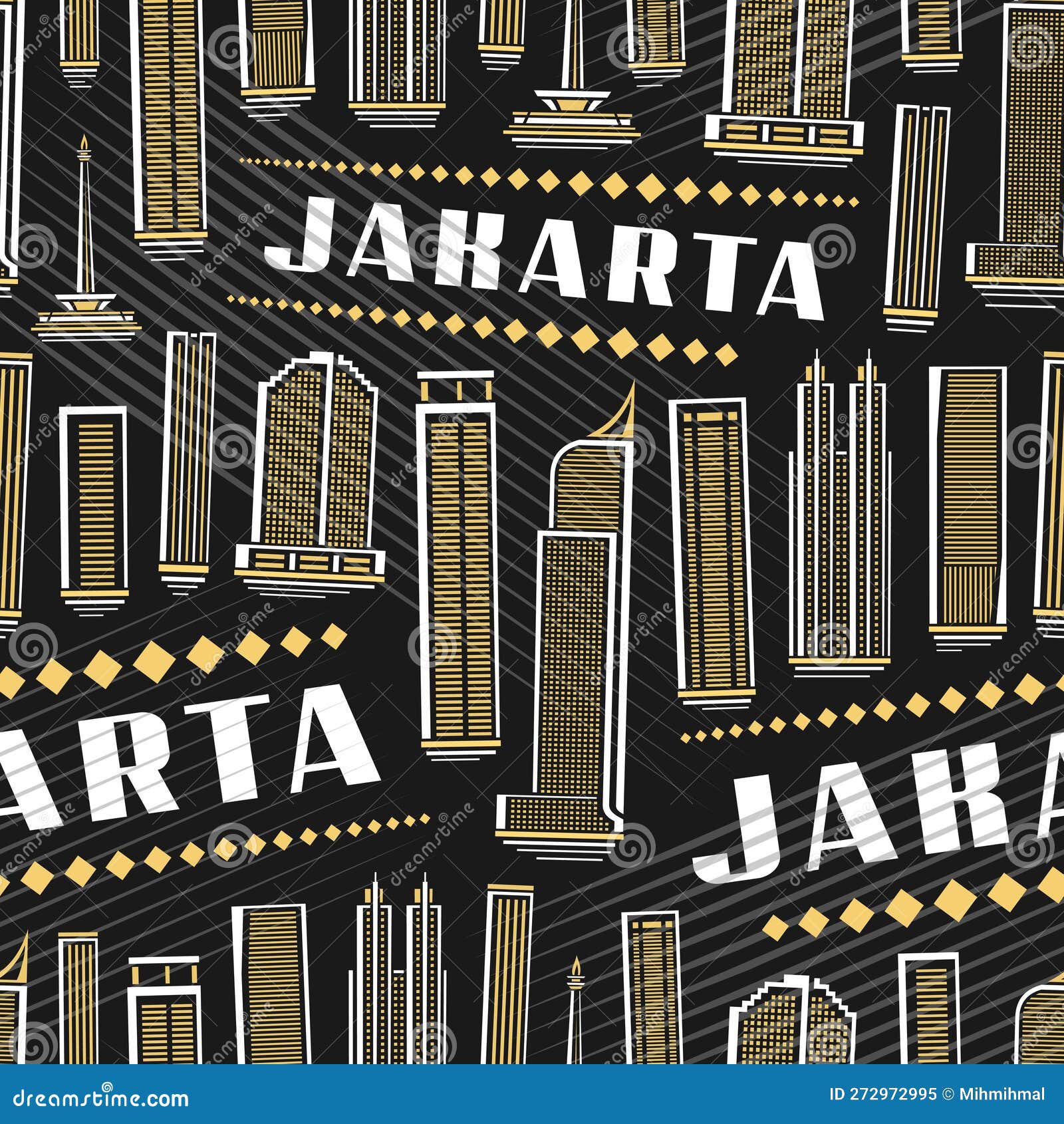 Vector Jakarta Seamless Pattern Stock Vector - Illustration of building ...