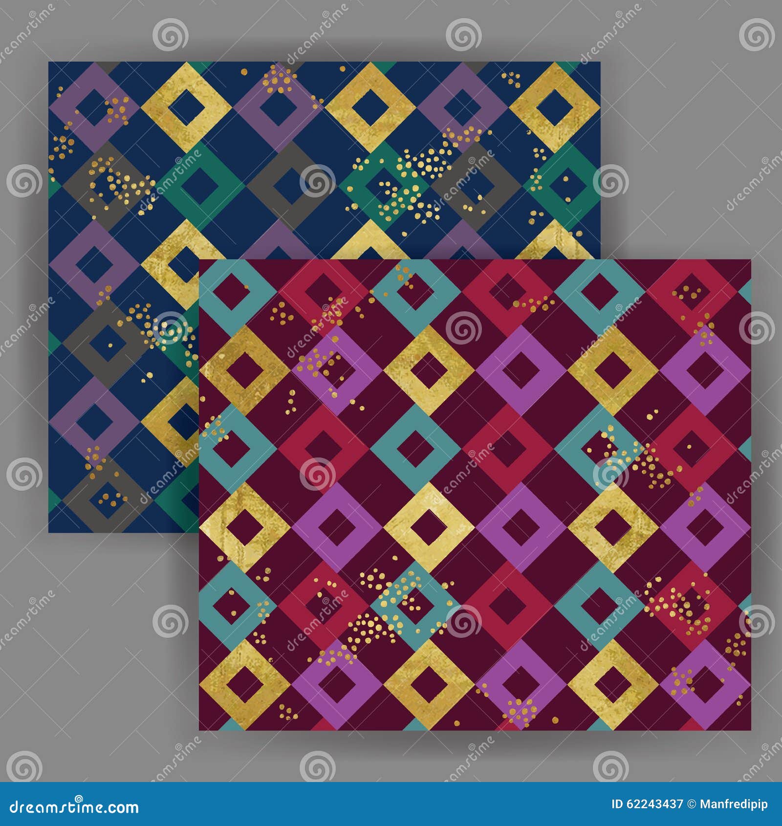 Vector Japanese Style Square Seamless Pattern with Gold Foil Stamp ...